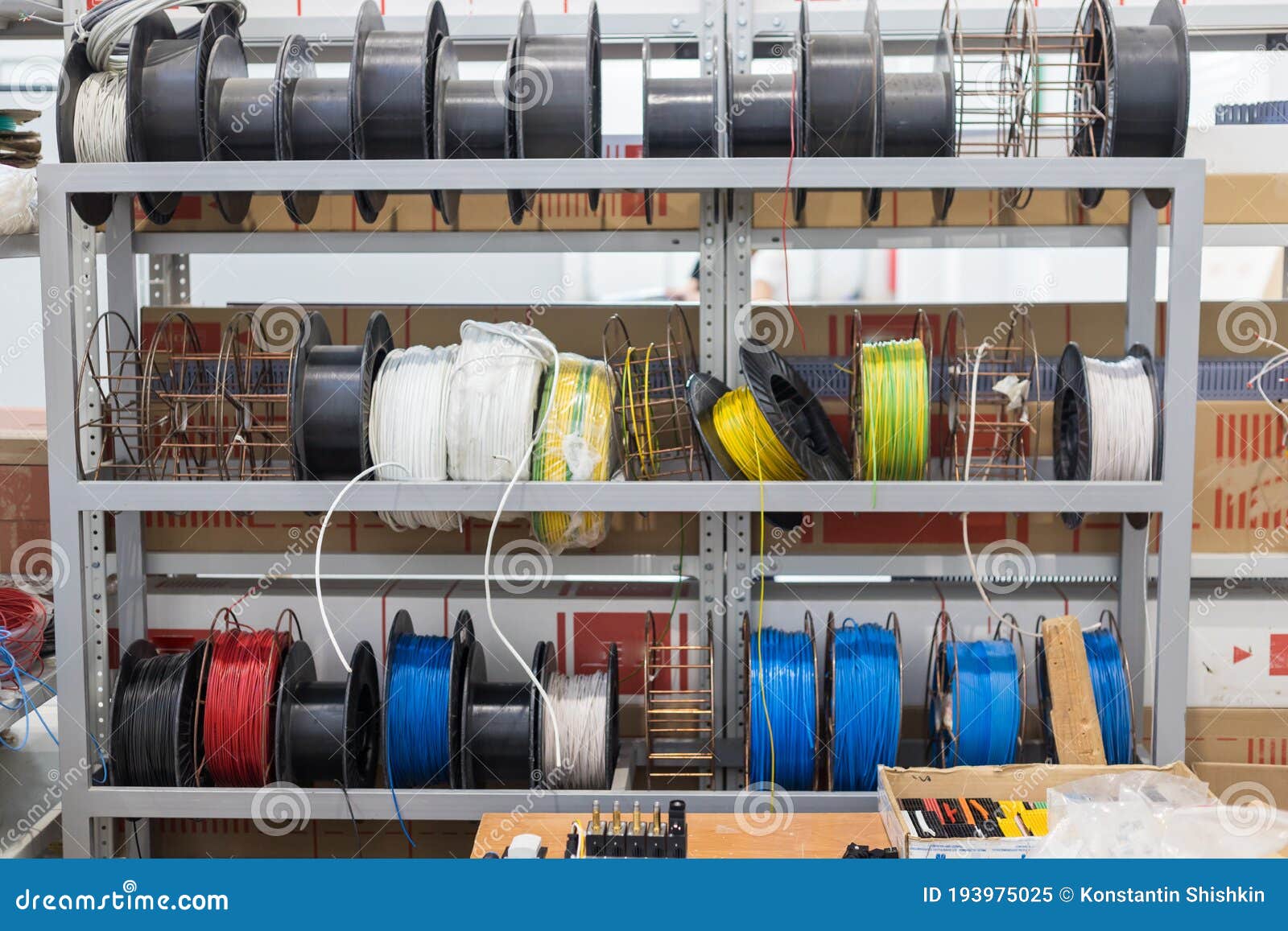 Making an Electricity Panel Board - Rack with Coils of Wire Stock Image ...
