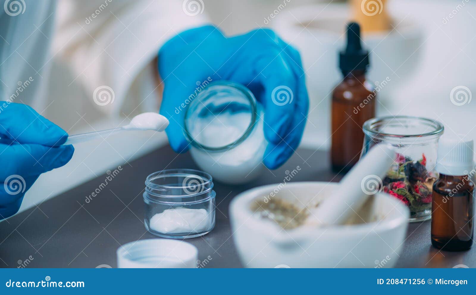 Making Face Beauty Cream in Laboratory Stock Photo - Image of natural ...