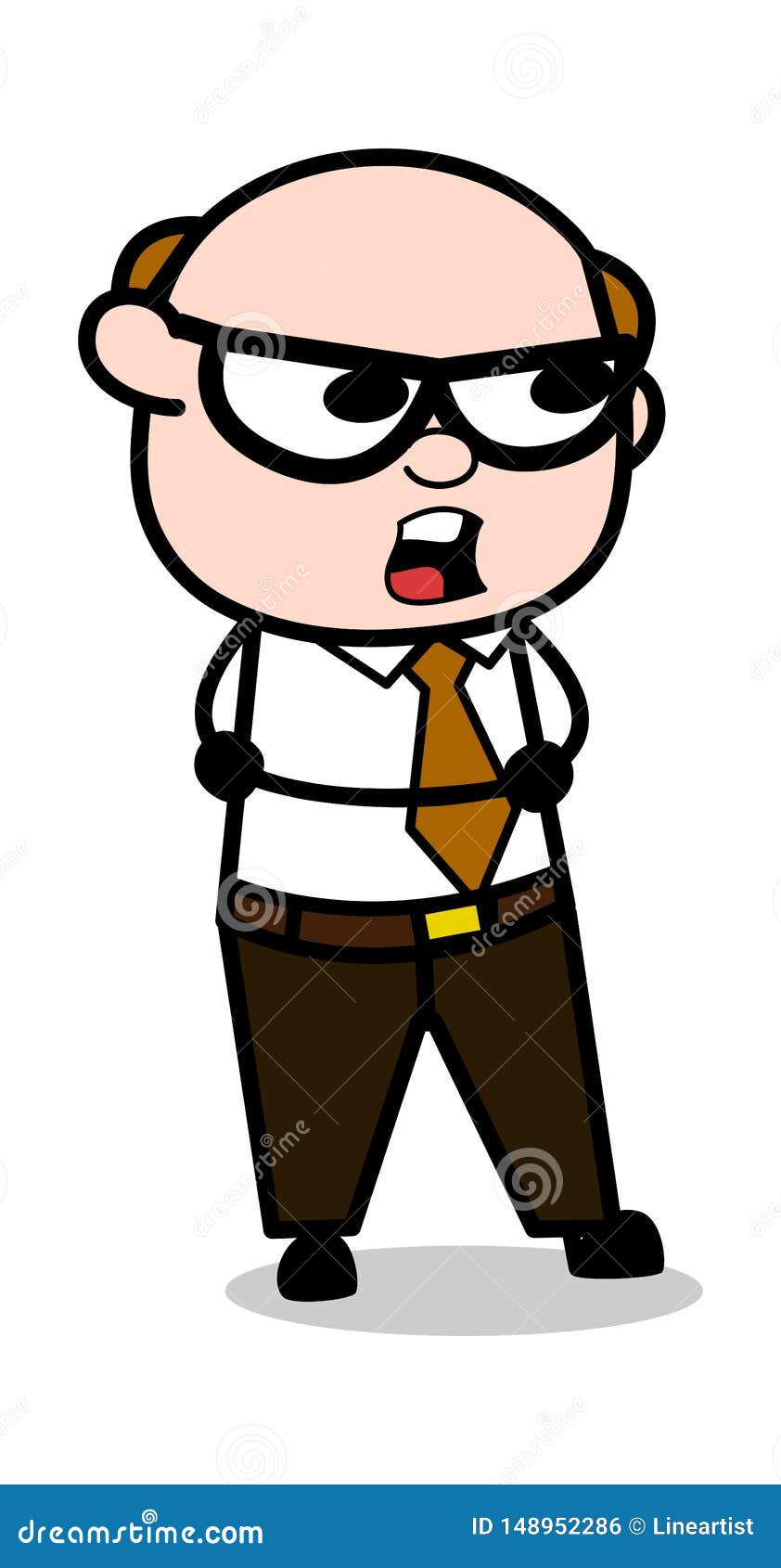 Making Face - Retro Cartoon Office Old Boss Man Vector Illustration ...