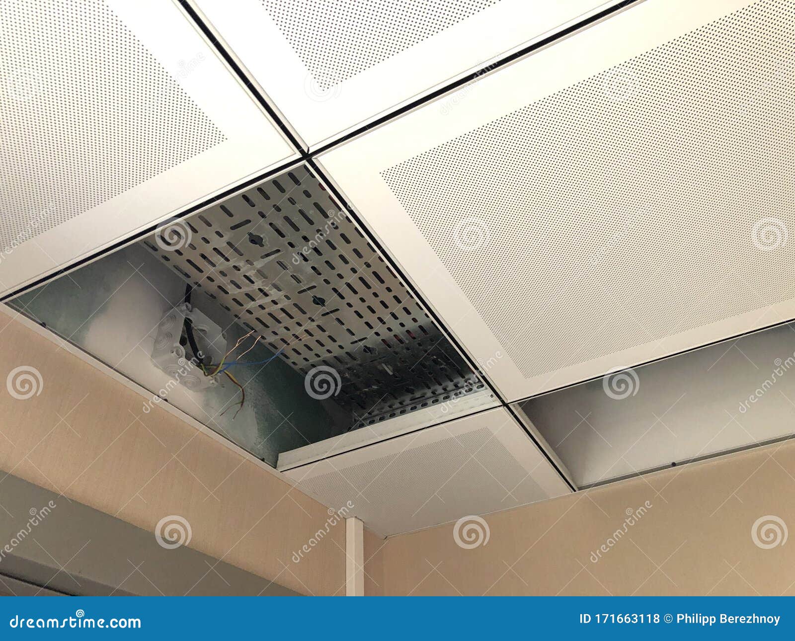 Making Of Cabling False Ceilings Or Suspended Ceilings Stock Image ...