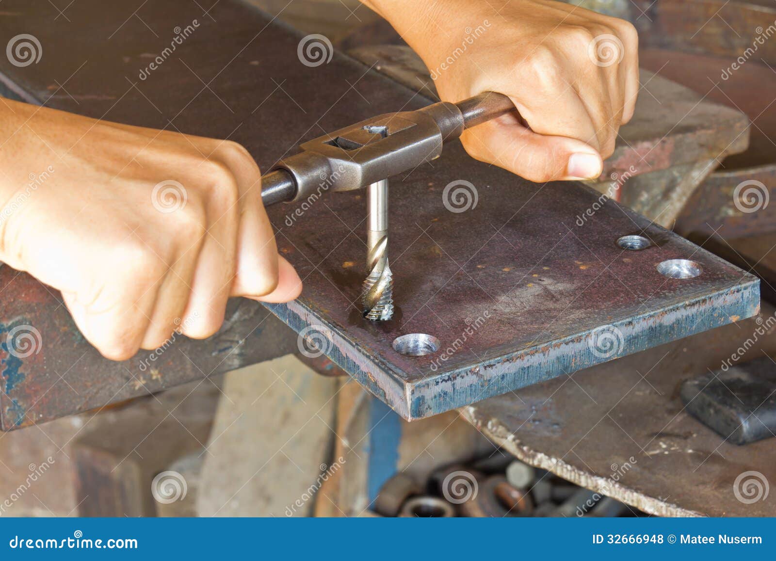 Making Female Thread by Die Tool Stock Photo - Image of machine, inside ...