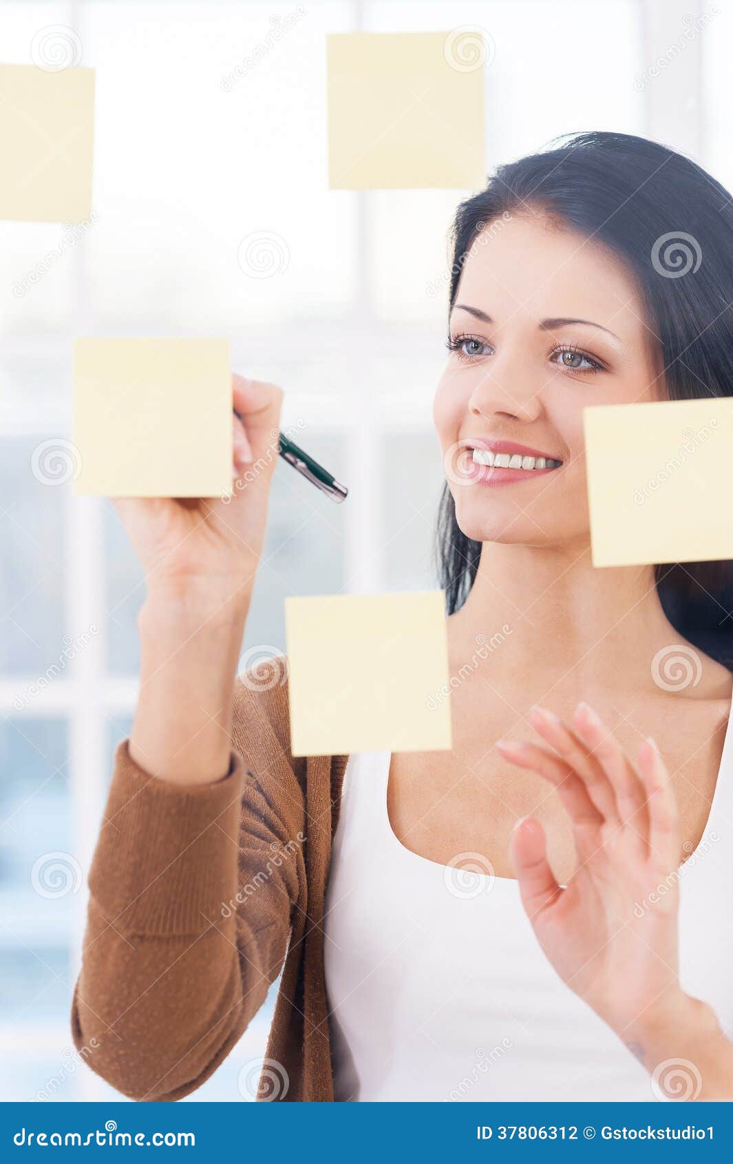 Making a few notes. stock photo. Image of cheerful, office - 37806312
