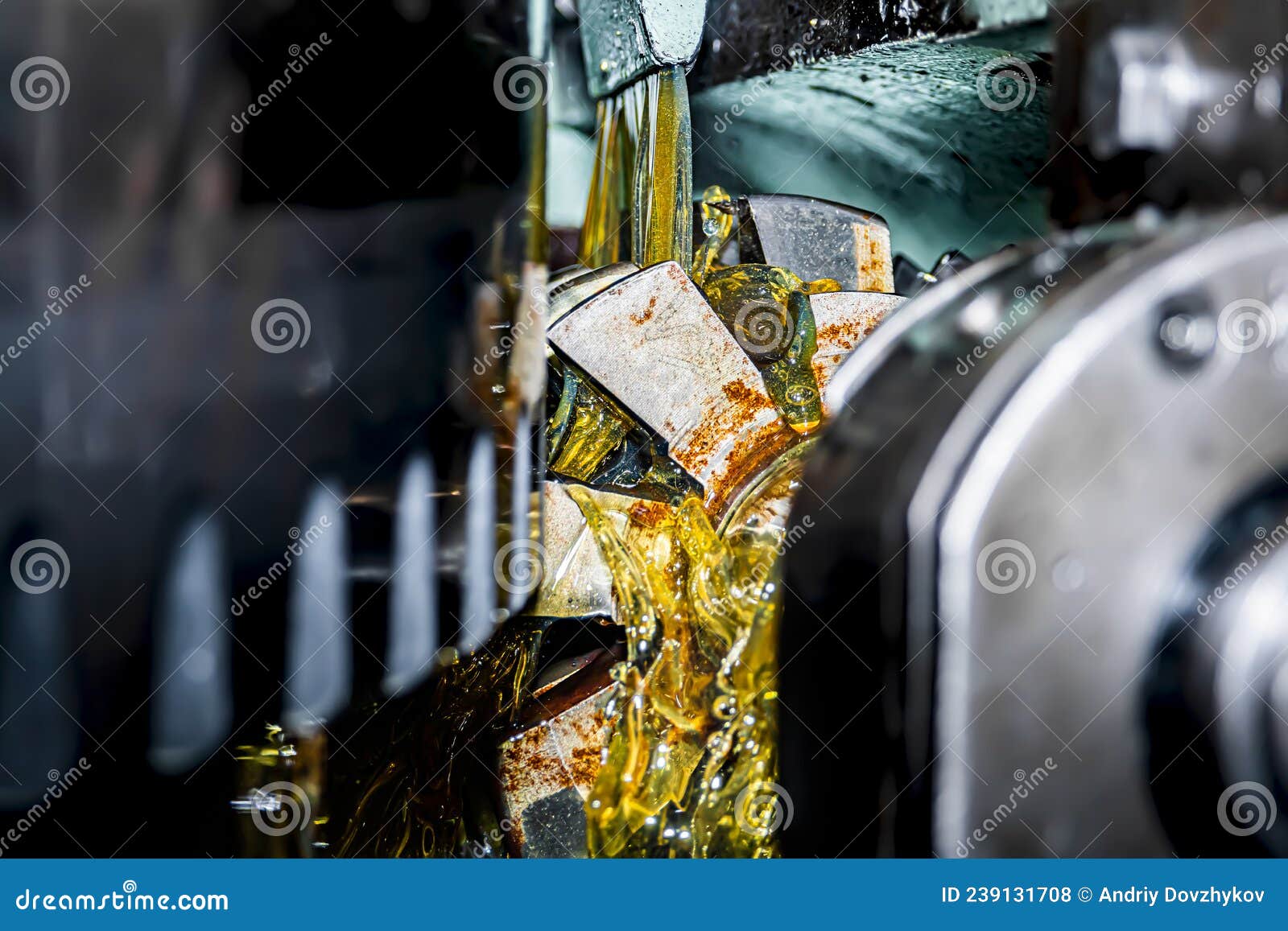 Making Gears on a Gear Cutting Machine. Machine Oil Cools the Cutting ...