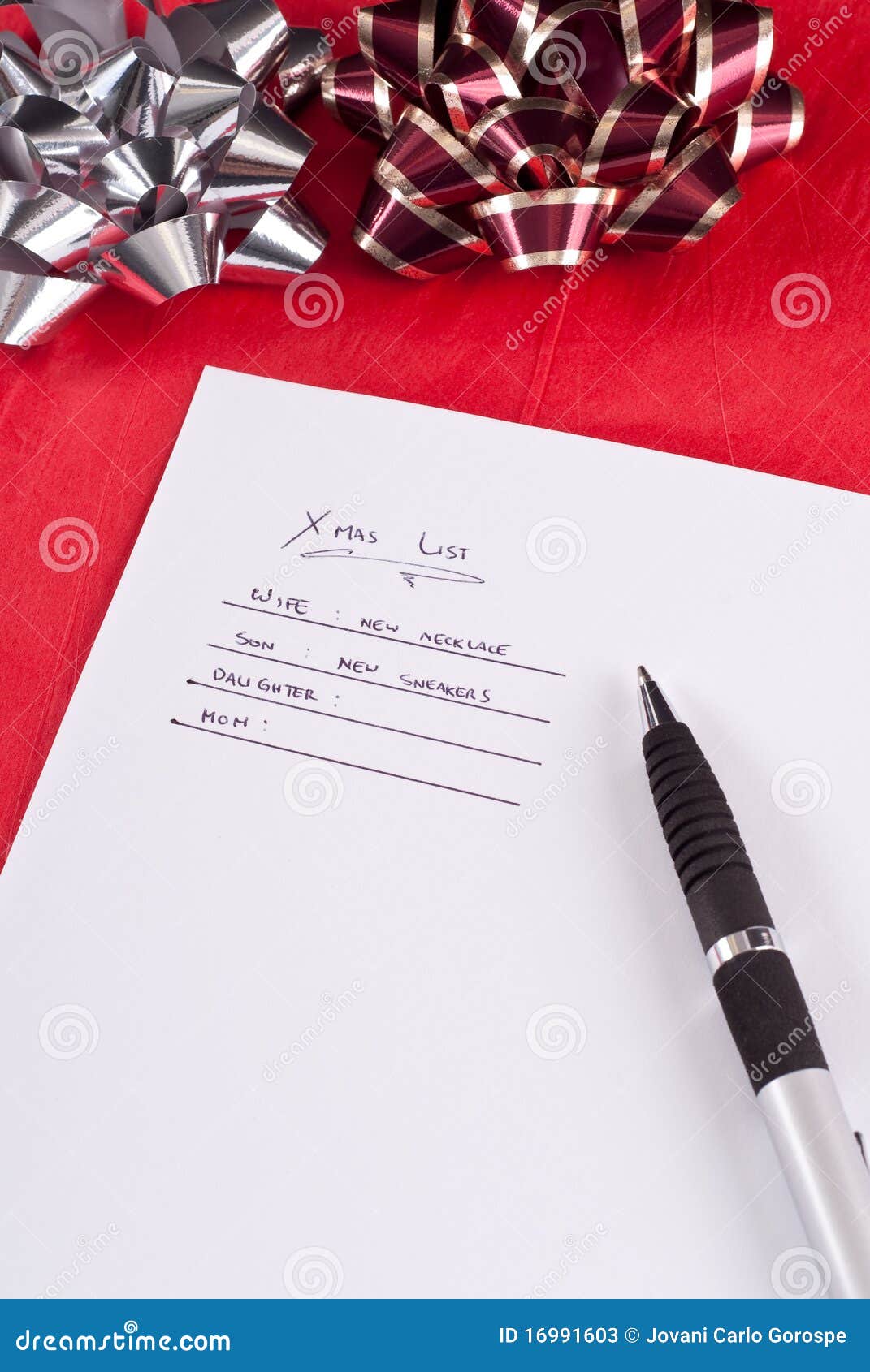 Making a Gift List stock image. Image of paper, necklace - 16991603
