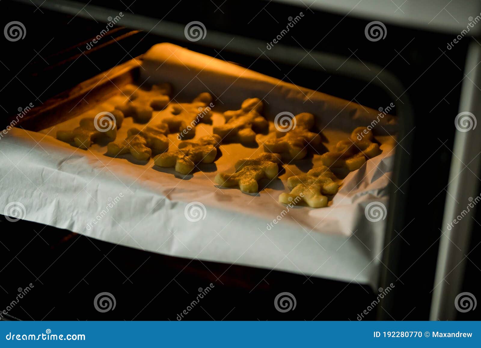 Making of Gingerbread Man on the Kitchen Stock Photo - Image of field ...