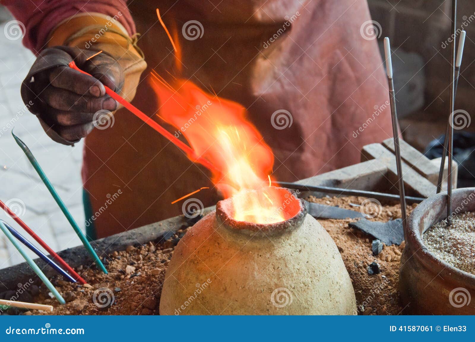 Making glass beads stock image. Image of equipment, artisan - 41587061