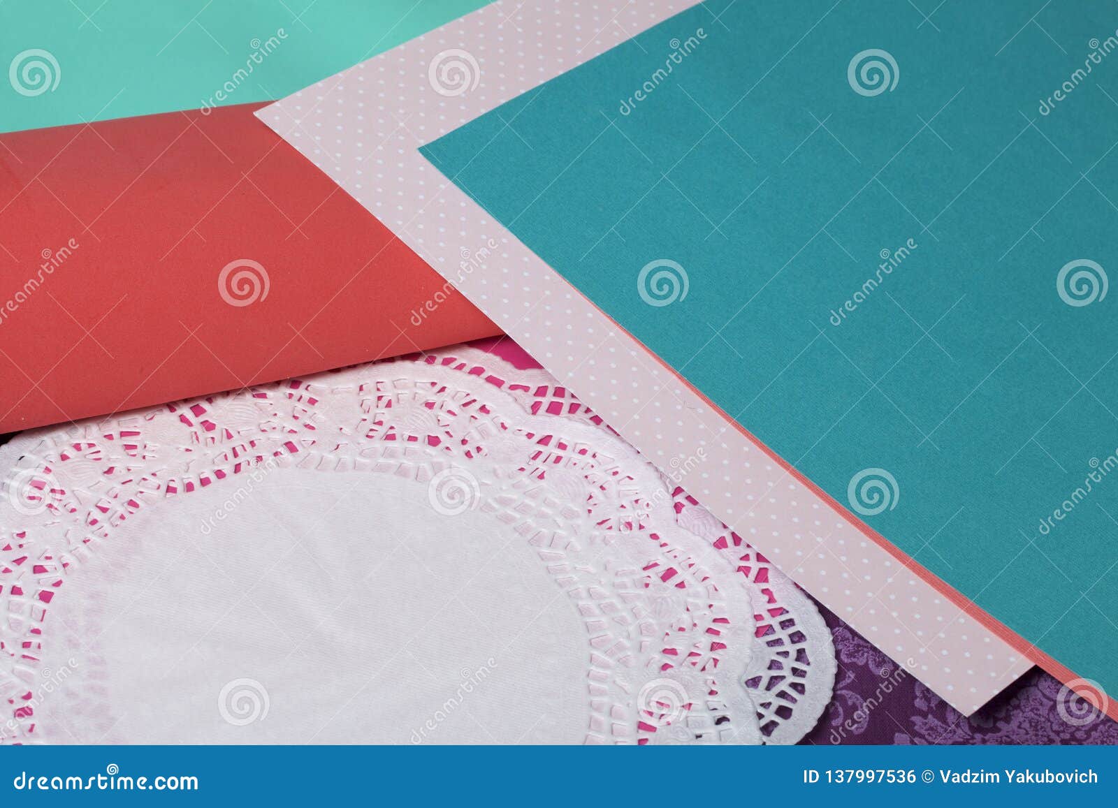 Making Greeting Cards from Paper, Cardboard and Tape Stock Photo ...