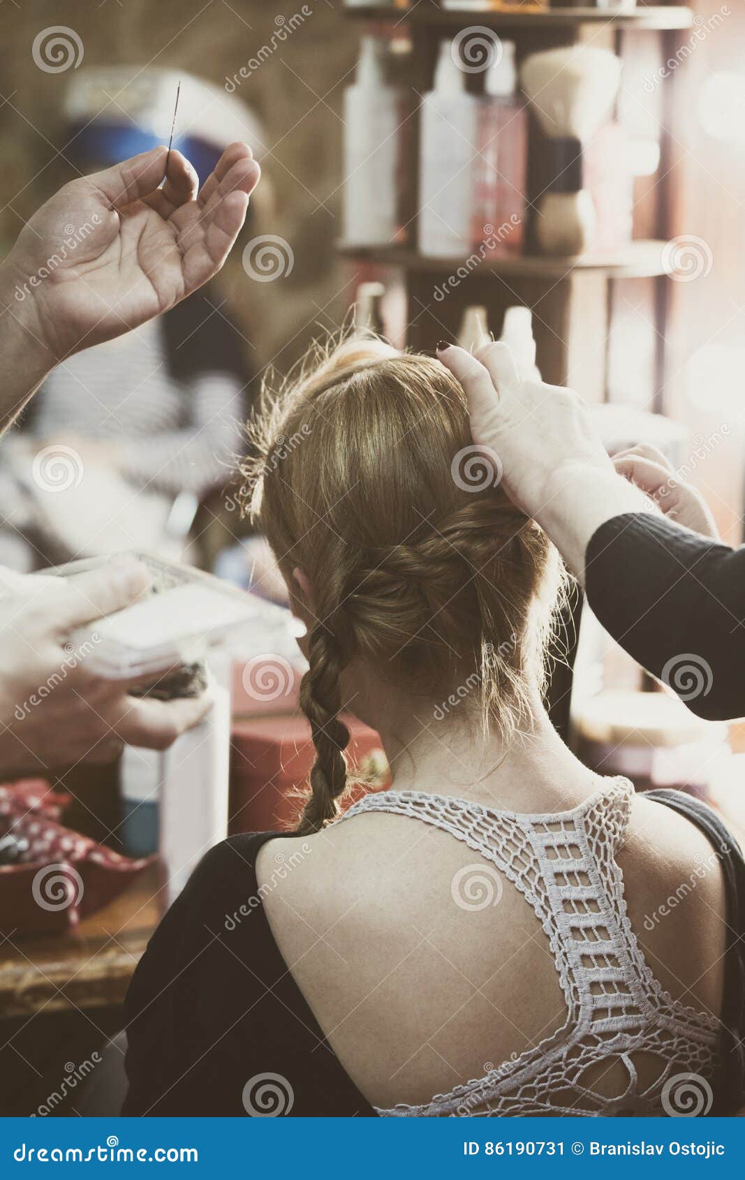 Making Hair Braids in Hair Studio Stock Image - Image of beautiful ...