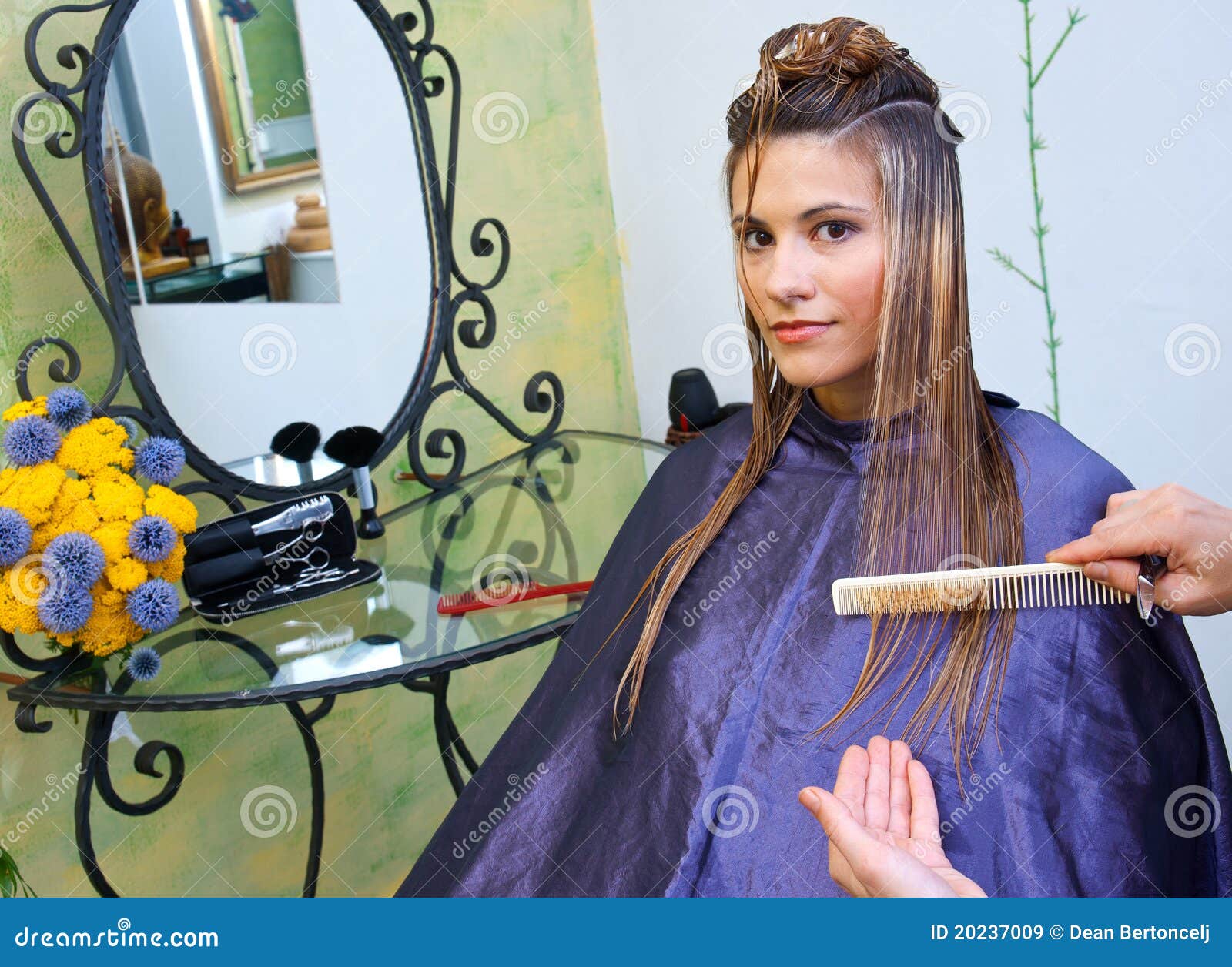 Making hairstyle stock image. Image of flowers, shop - 20237009