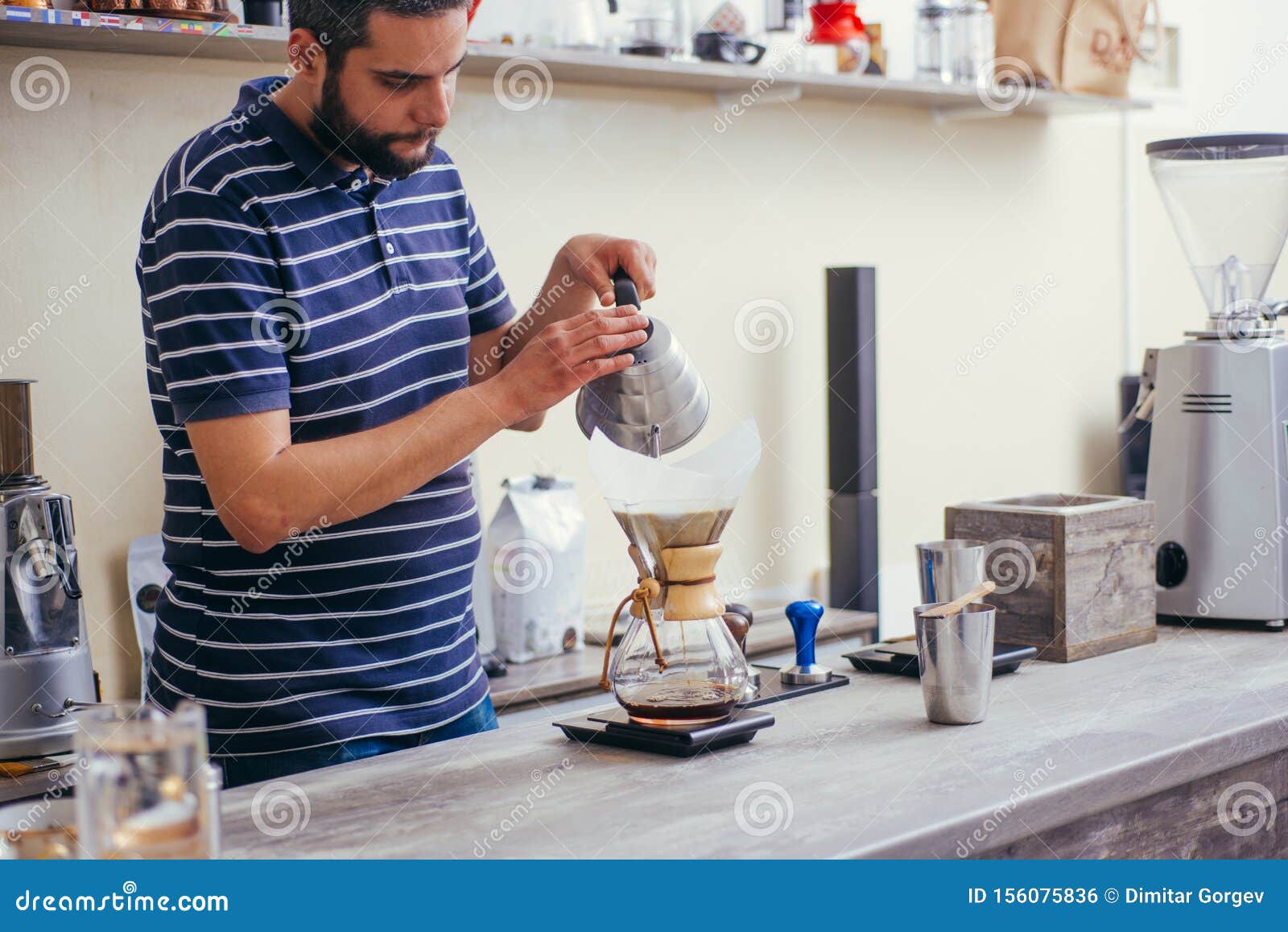 Making of drip coffee stock photo. Image of drip, barista - 156075836