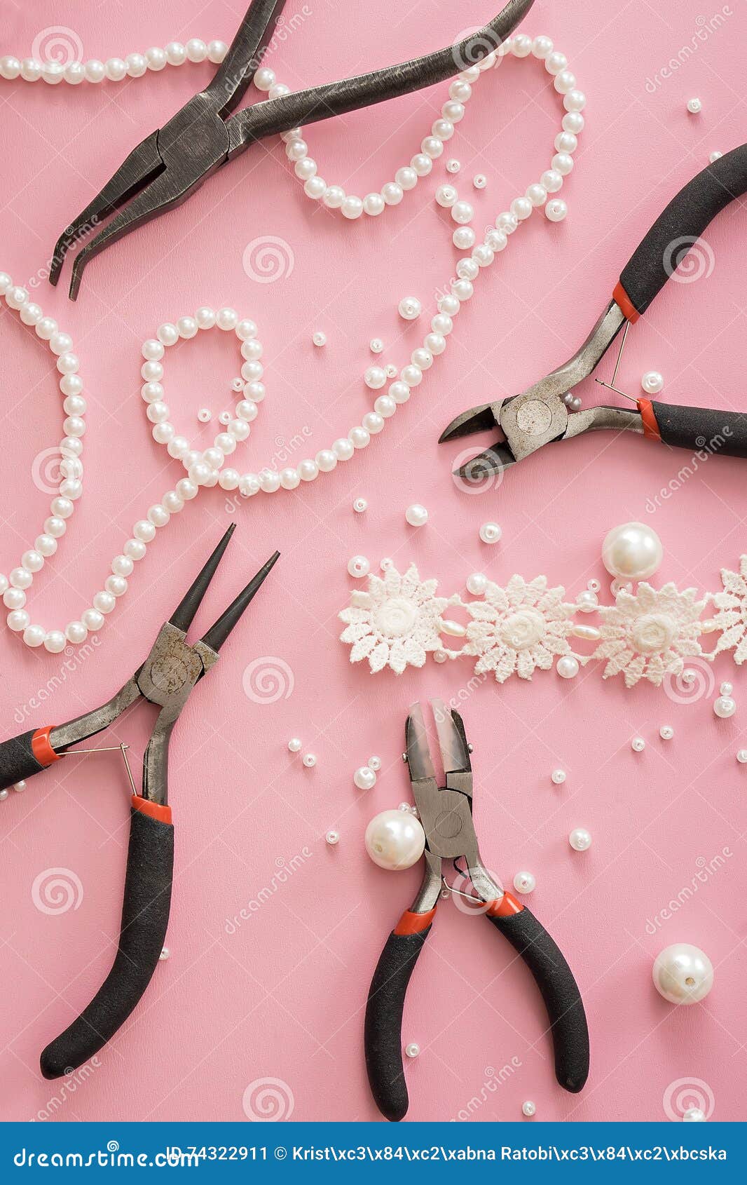 Making of Handmade Jewelry. Bead Making Accessories Stock Image - Image ...