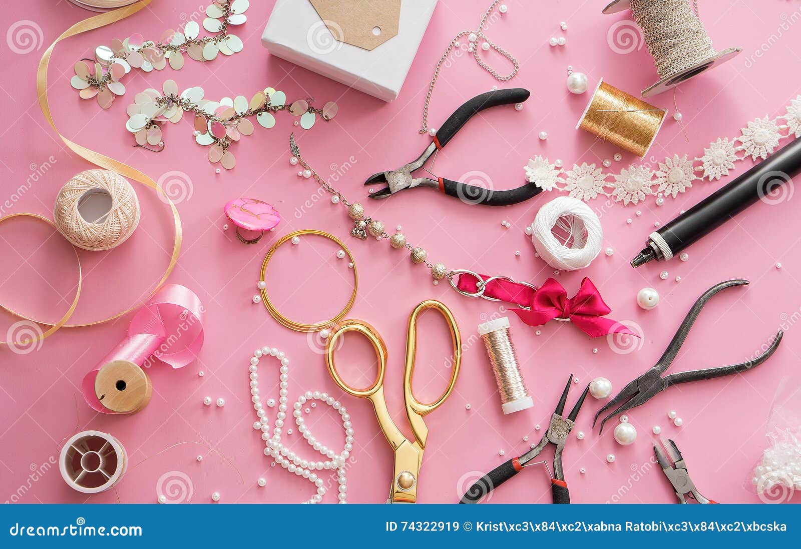 Making of Handmade Jewelry. Bead Making Accessories Stock Image - Image ...