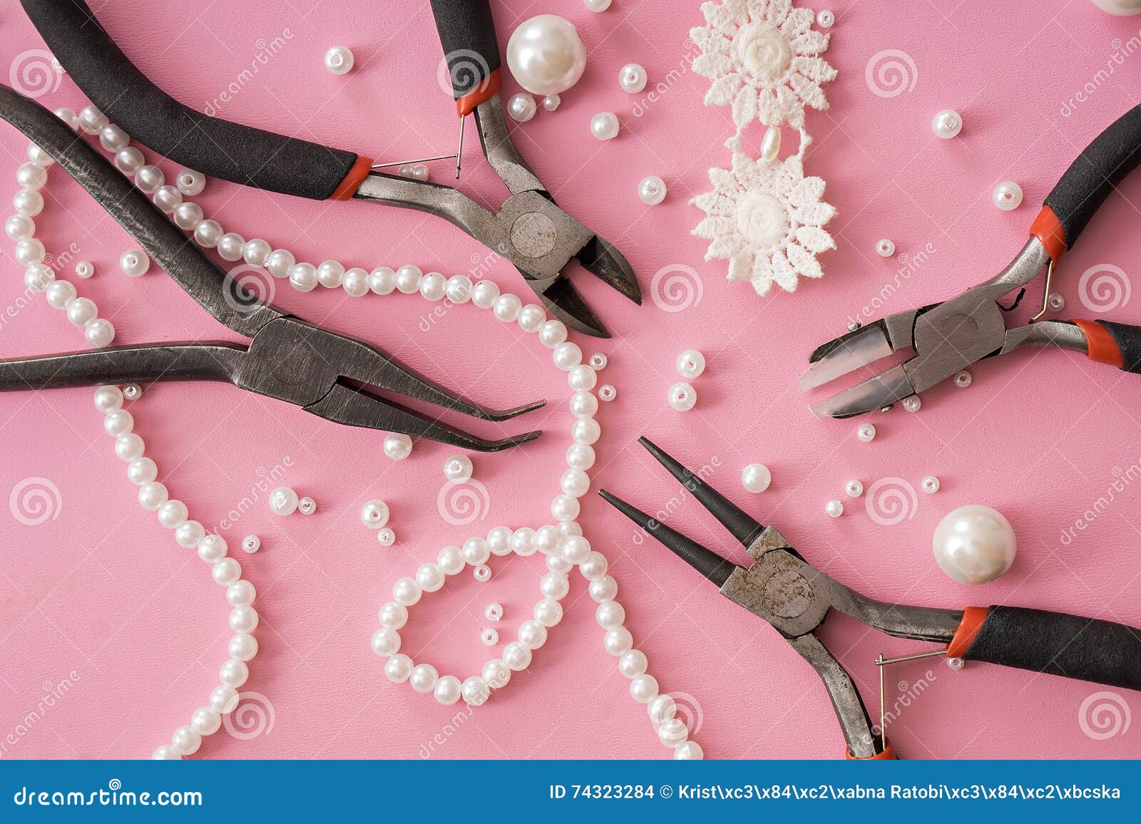 Making of Handmade Jewelry. Bead Making Accessories Stock Photo - Image ...