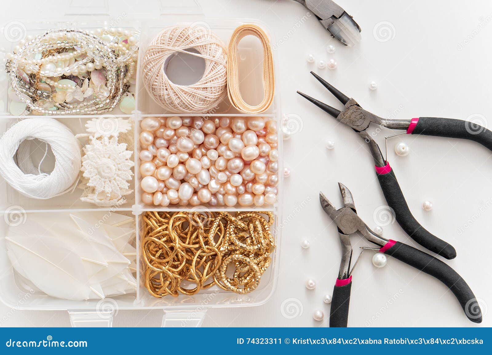 Making of Handmade Jewelry. Bead Making Accessories Stock Image - Image ...