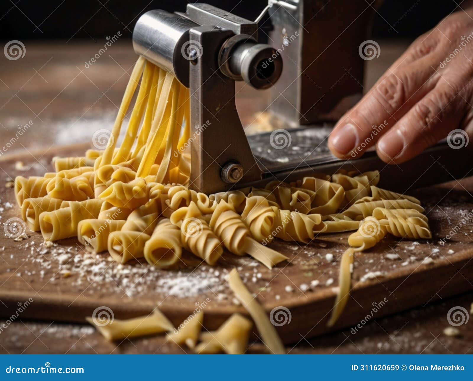 Making Handmade Pasta Using a Modeling Machine. Stock Illustration ...