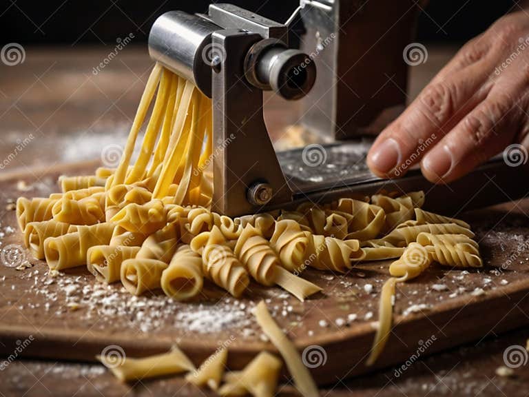 Making Handmade Pasta Using a Modeling Machine. Stock Illustration ...