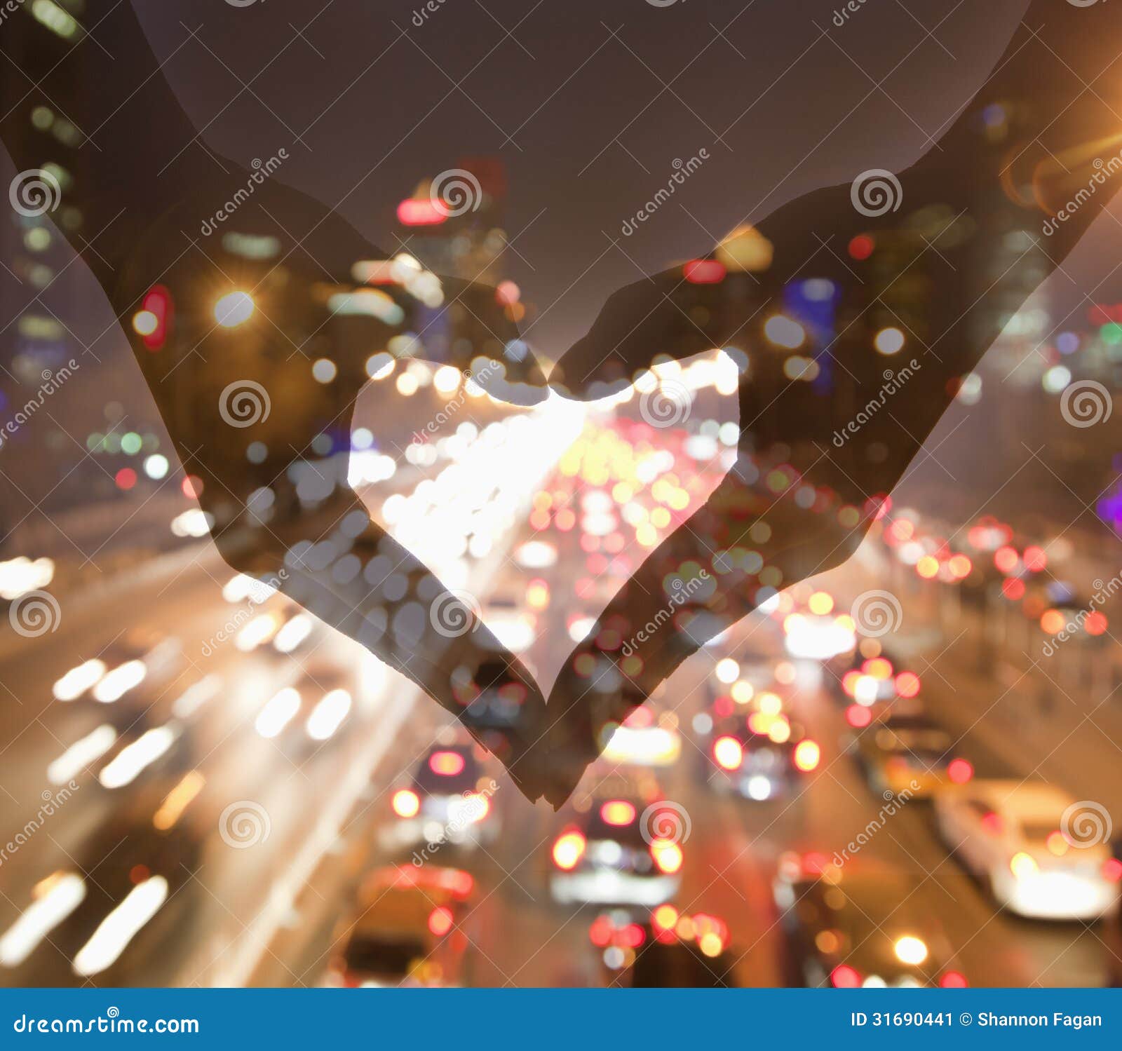 Making Heart Sign with Hands, Night View Stock Image - Image of ...