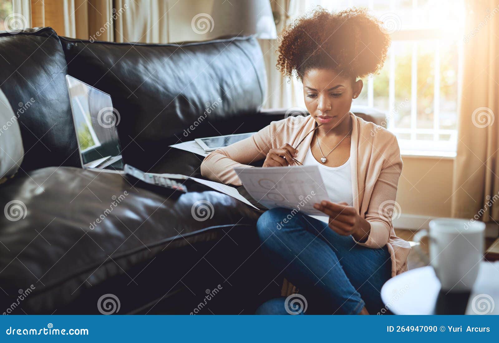 Making Her Personal Paperwork a Priority this Weekend. a Young Woman ...