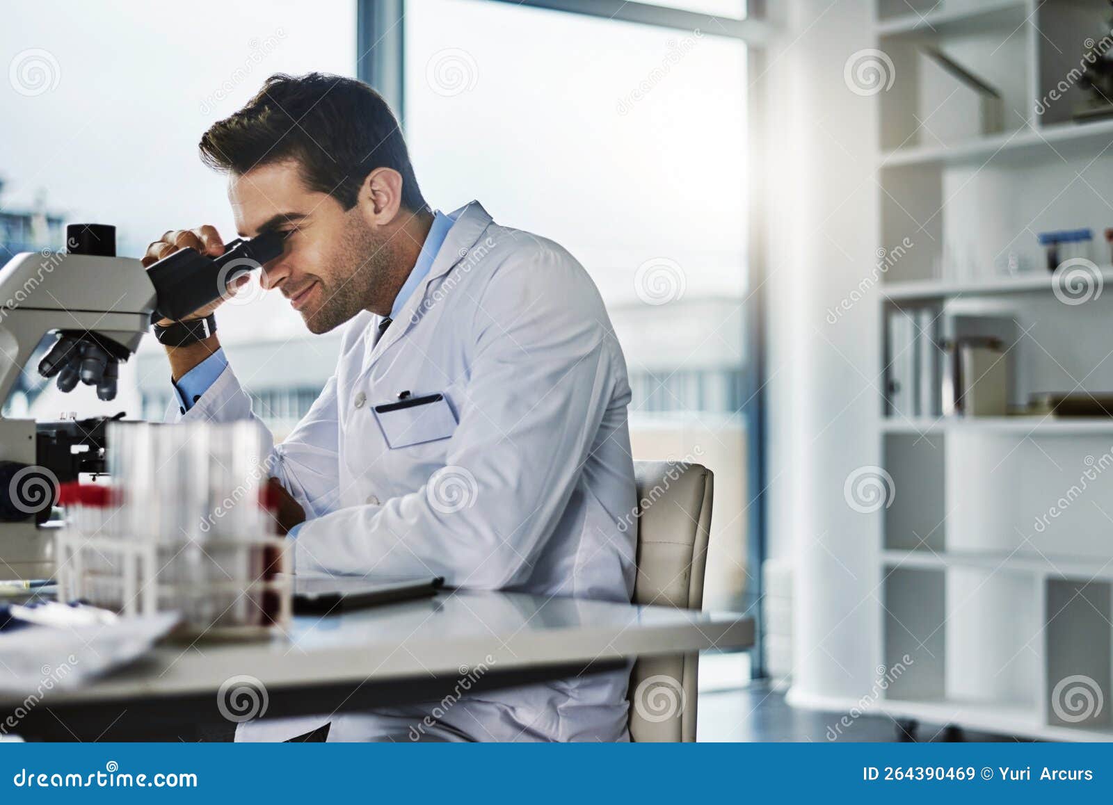 Making His Contribution Towards Medical Science. a Scientist Using a ...