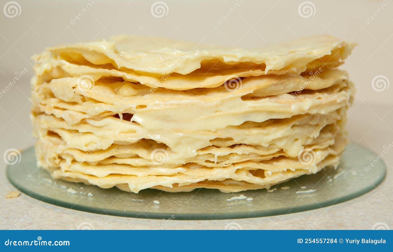 Making Homemade Napoleon Cake. the Sides of the Cake are Also ...