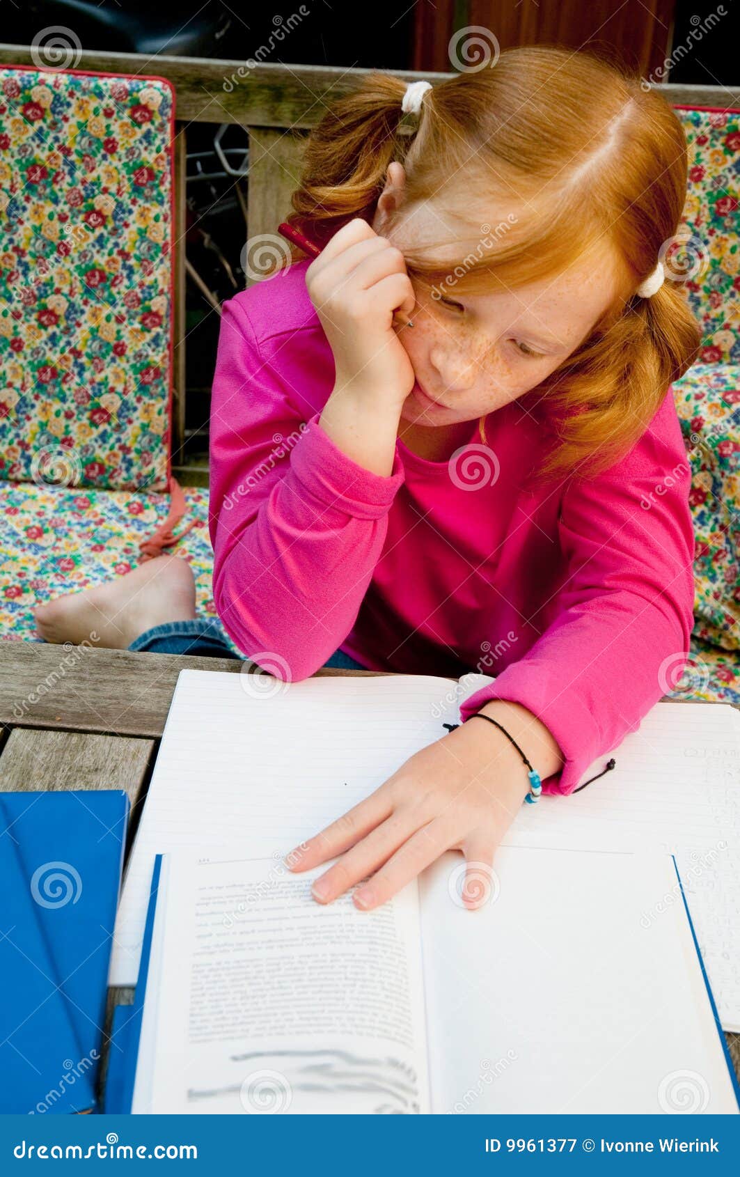 Making homework stock image. Image of thinking, haired - 9961377