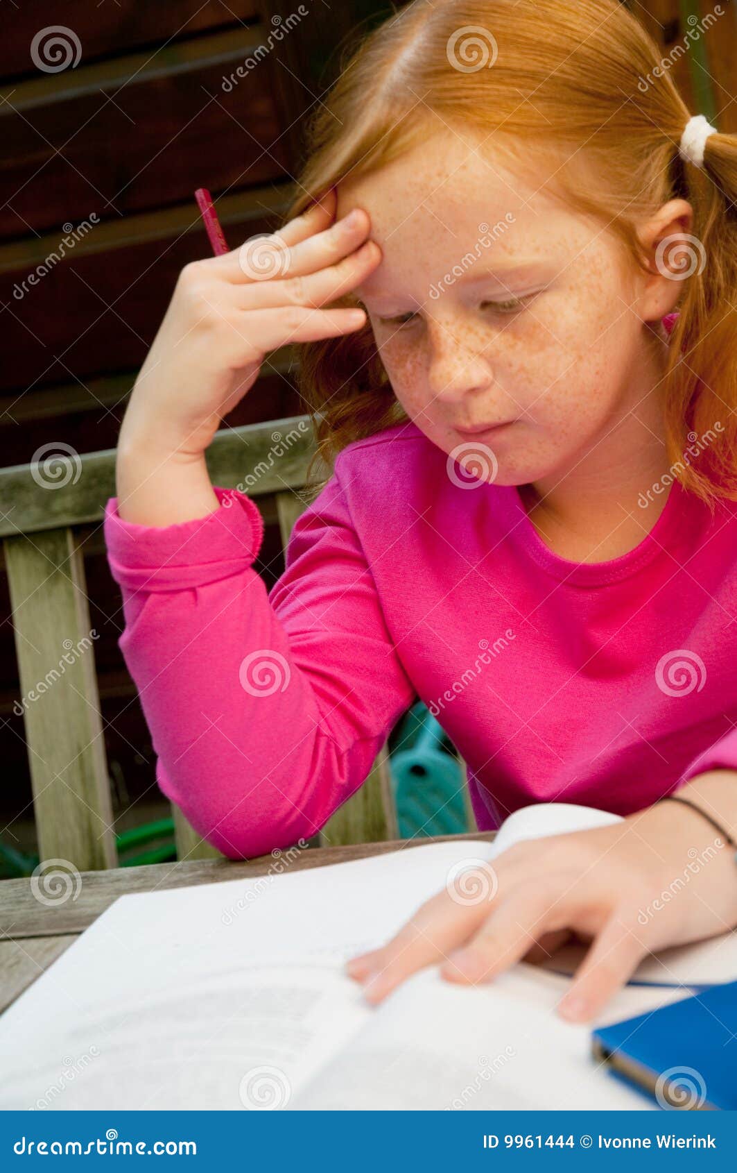 Making homework stock photo. Image of pink, homework, haired - 9961444