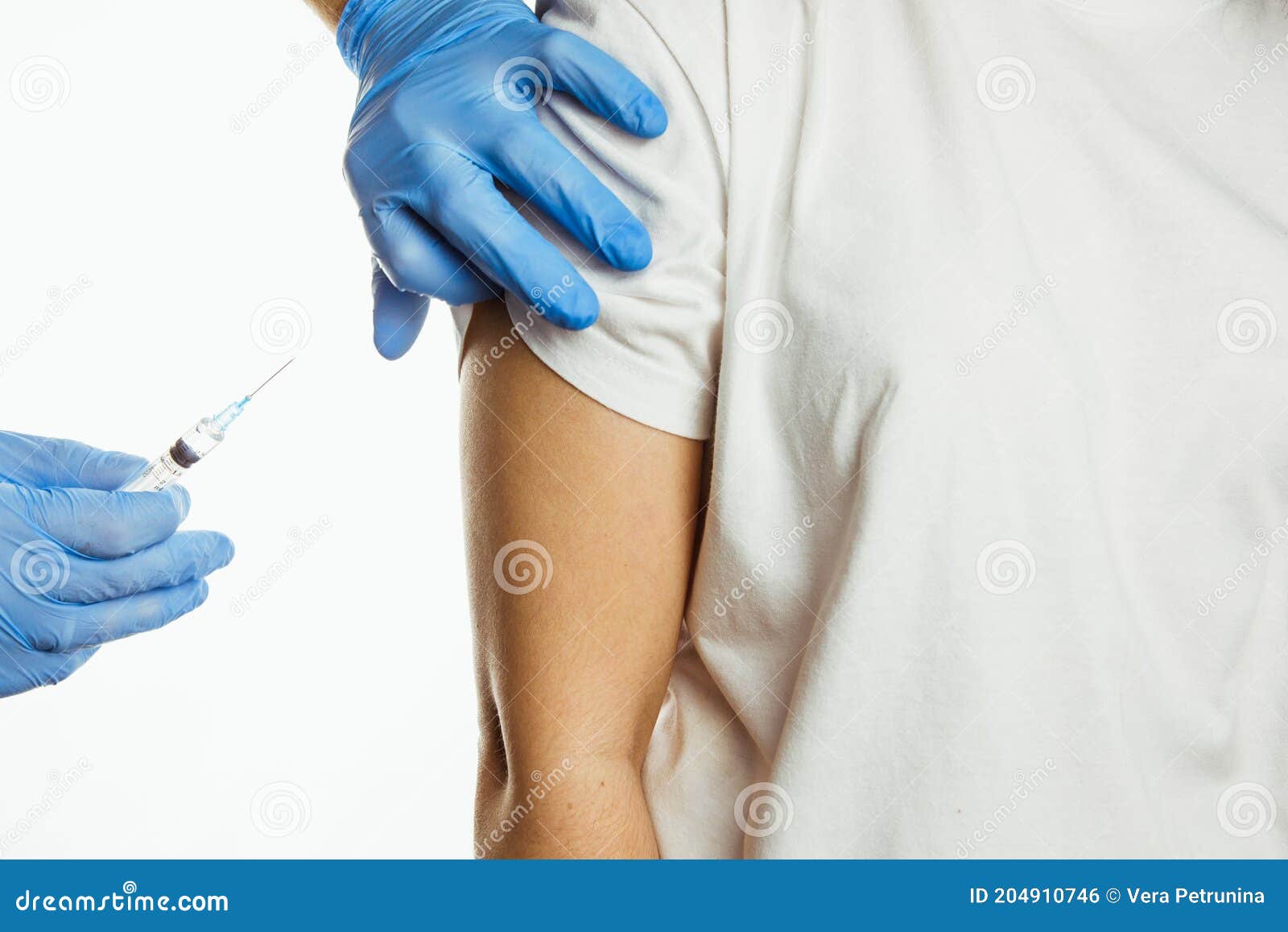 Making Injection of Vaccine in Shoulder Stock Photo - Image of hand ...