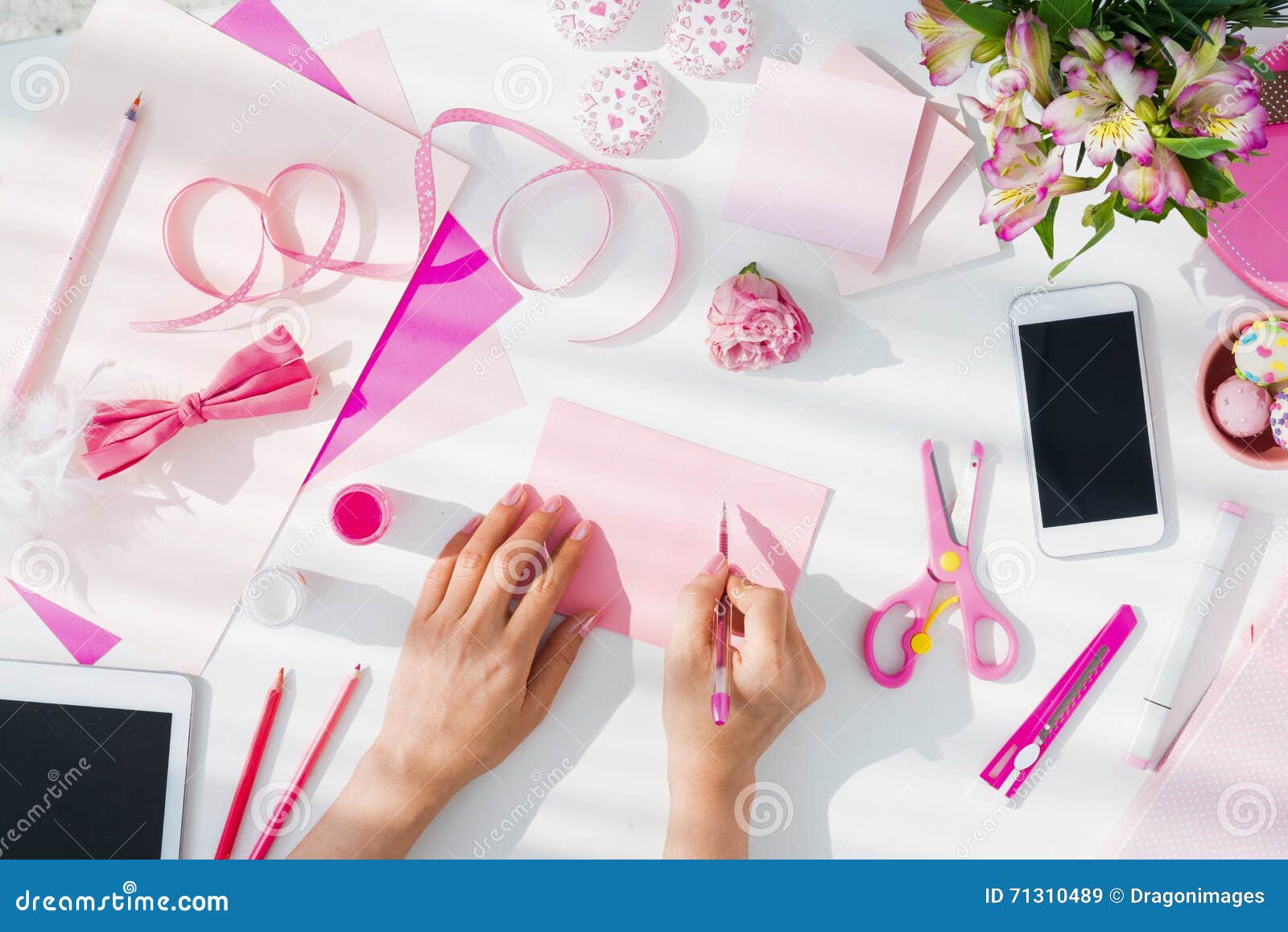 Making invitations stock image. Image of design, hands - 71310489