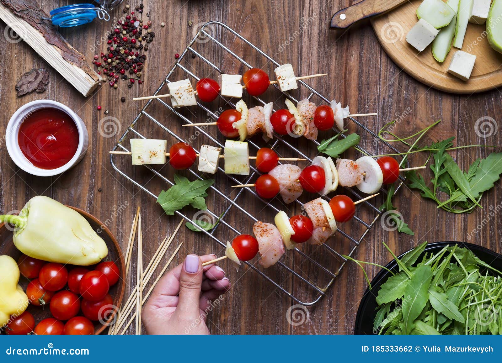 Making kebab from chicken stock photo. Image of boneless - 185333662