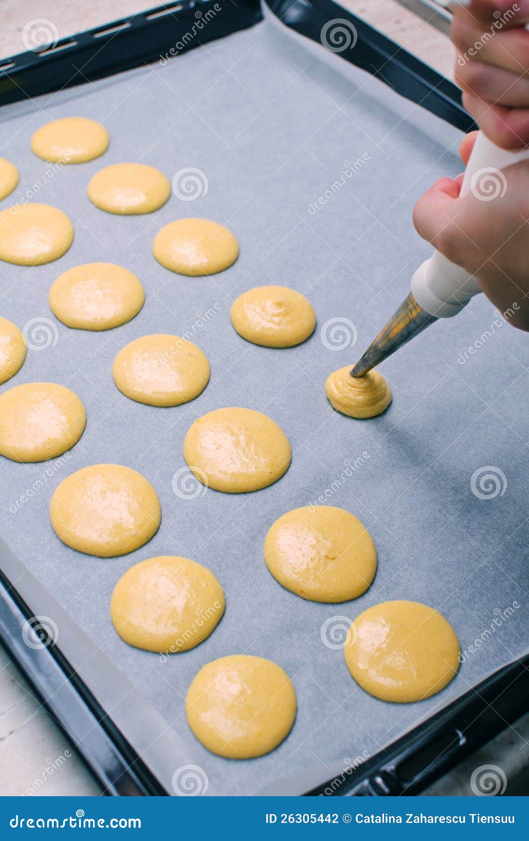 Making macarons stock photo. Image of sheets, pastry - 26305442