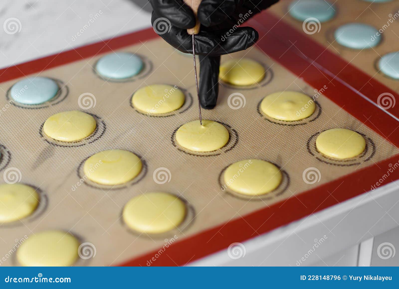 Making Macaroons.the Process of Making Macaroni Dessert Stock Photo ...