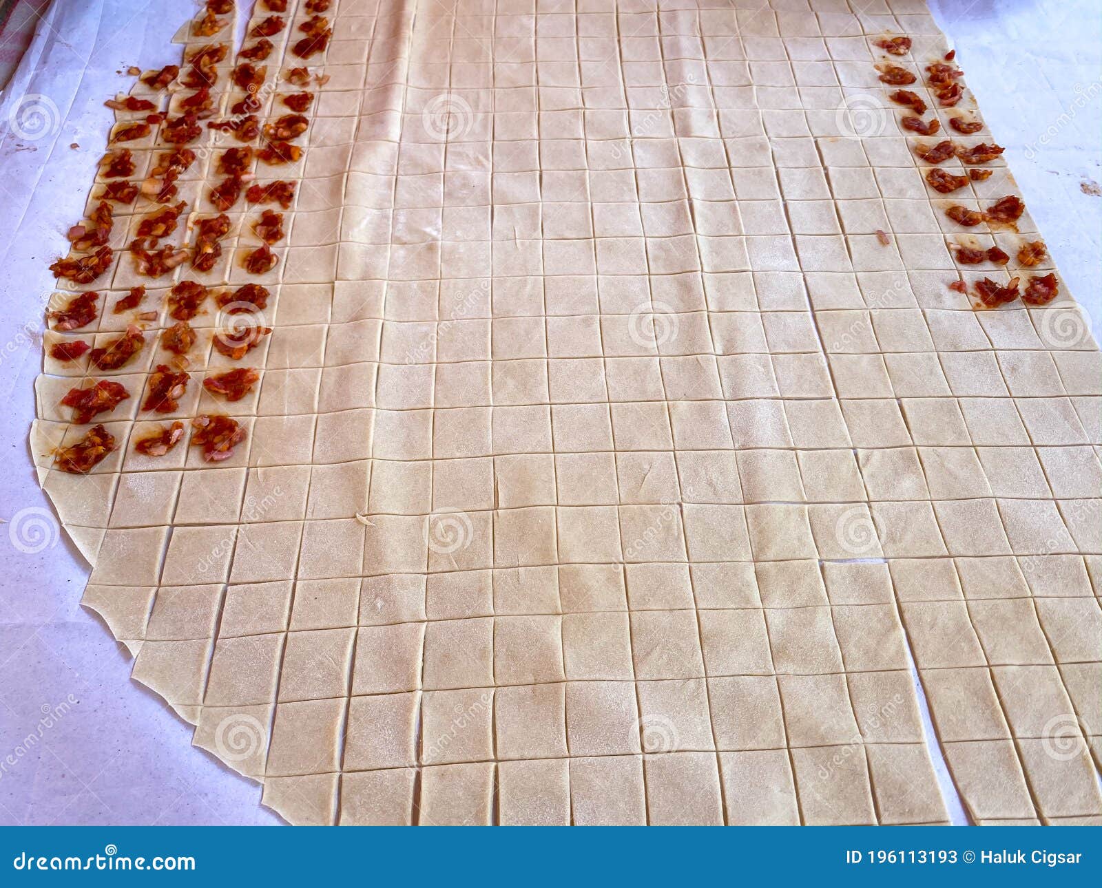Making Meaty Ravioli, Turkish Known As `manti` Stock Image - Image of ...
