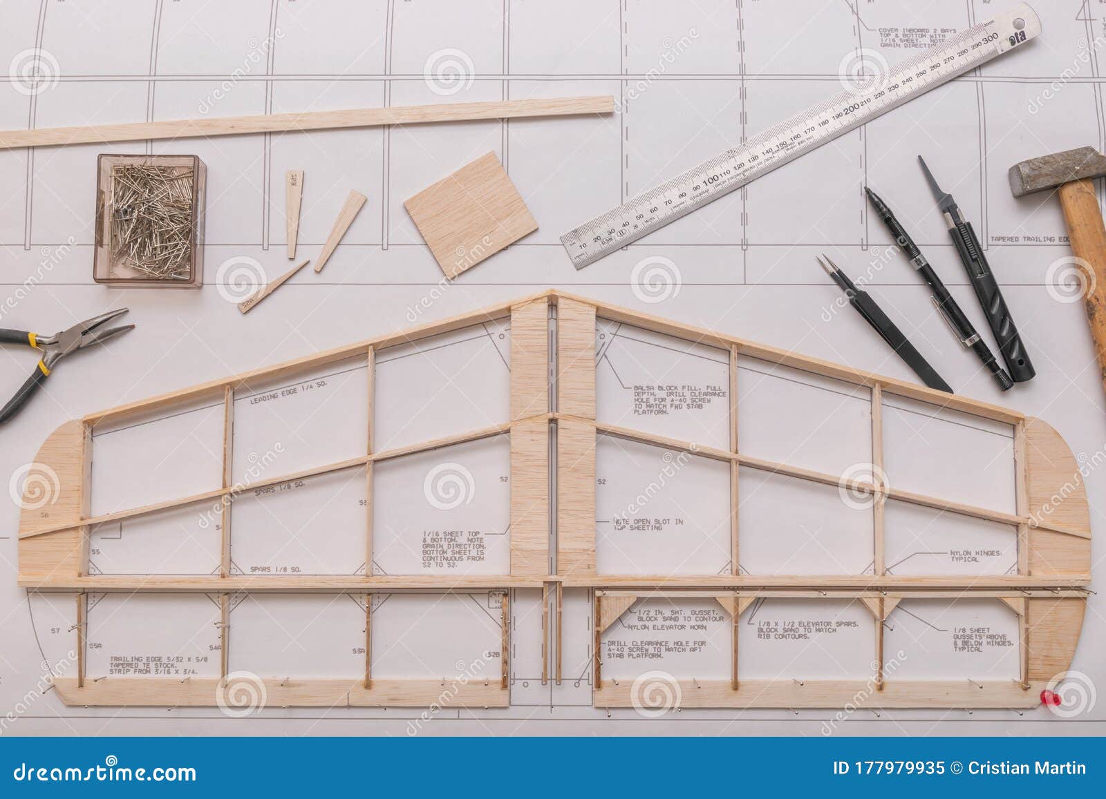 Making a Model Airplane from Balsa Wood with Instructions Stock Image ...