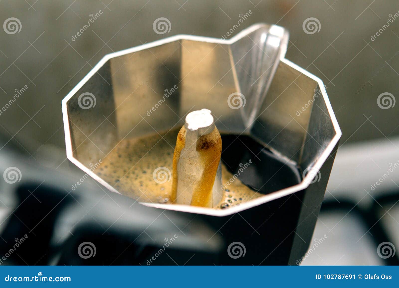 Making of Moka Coffee; Pot is Half Full Stock Image - Image of ...