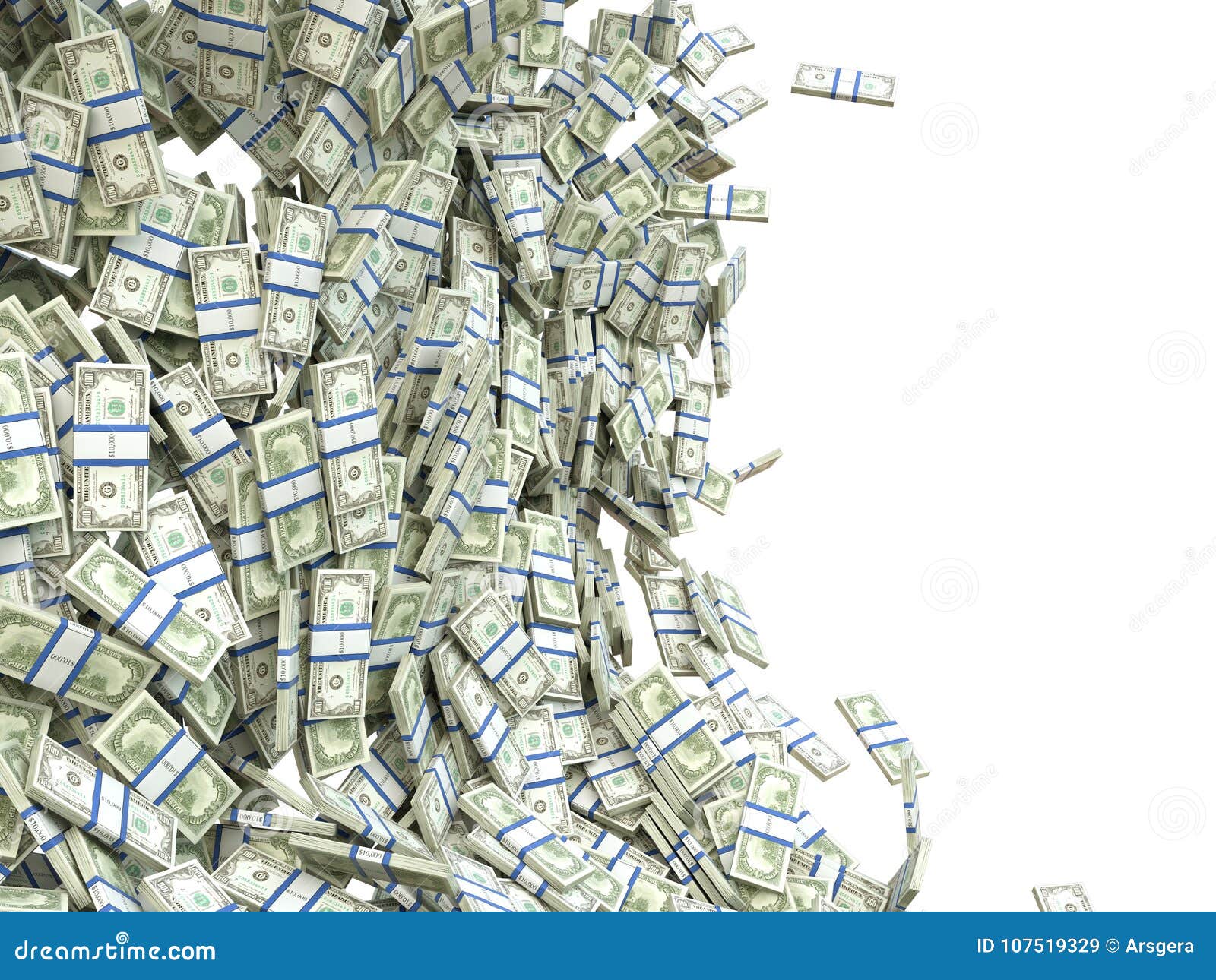 Making Money: Bunches of US Dollar Isolated Stock Image - Image of ...