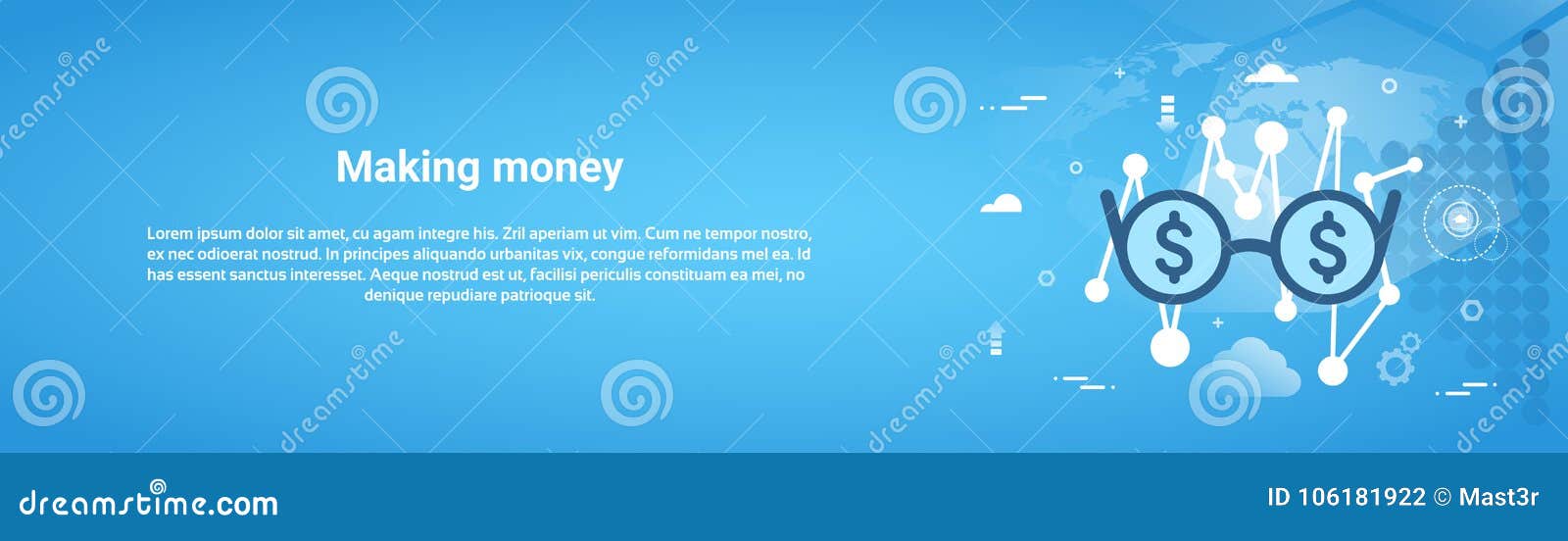 Making Money Business Concept Horizontal Web Banner with Stock Vector ...
