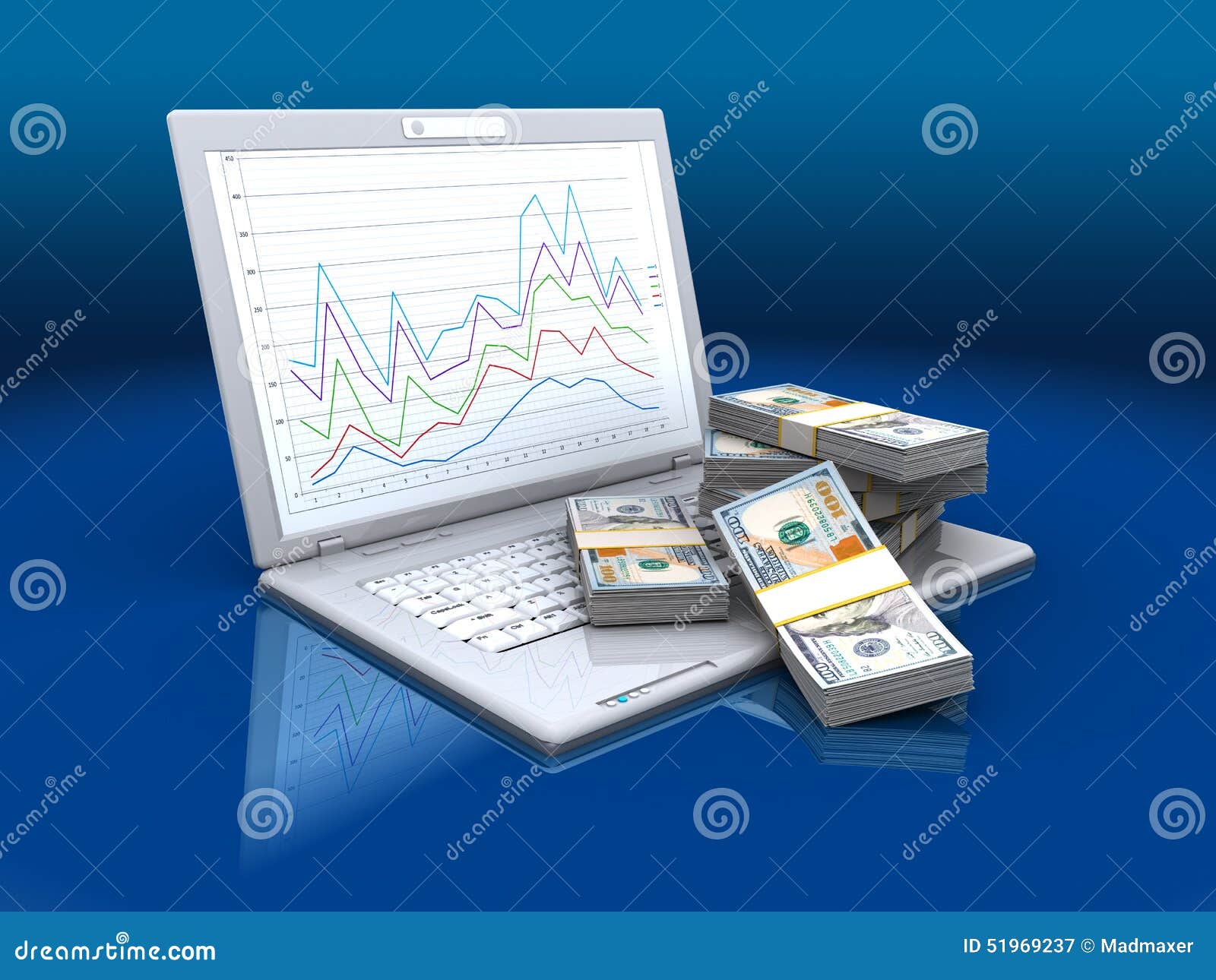 Making money with computer stock illustration. Illustration of loan ...