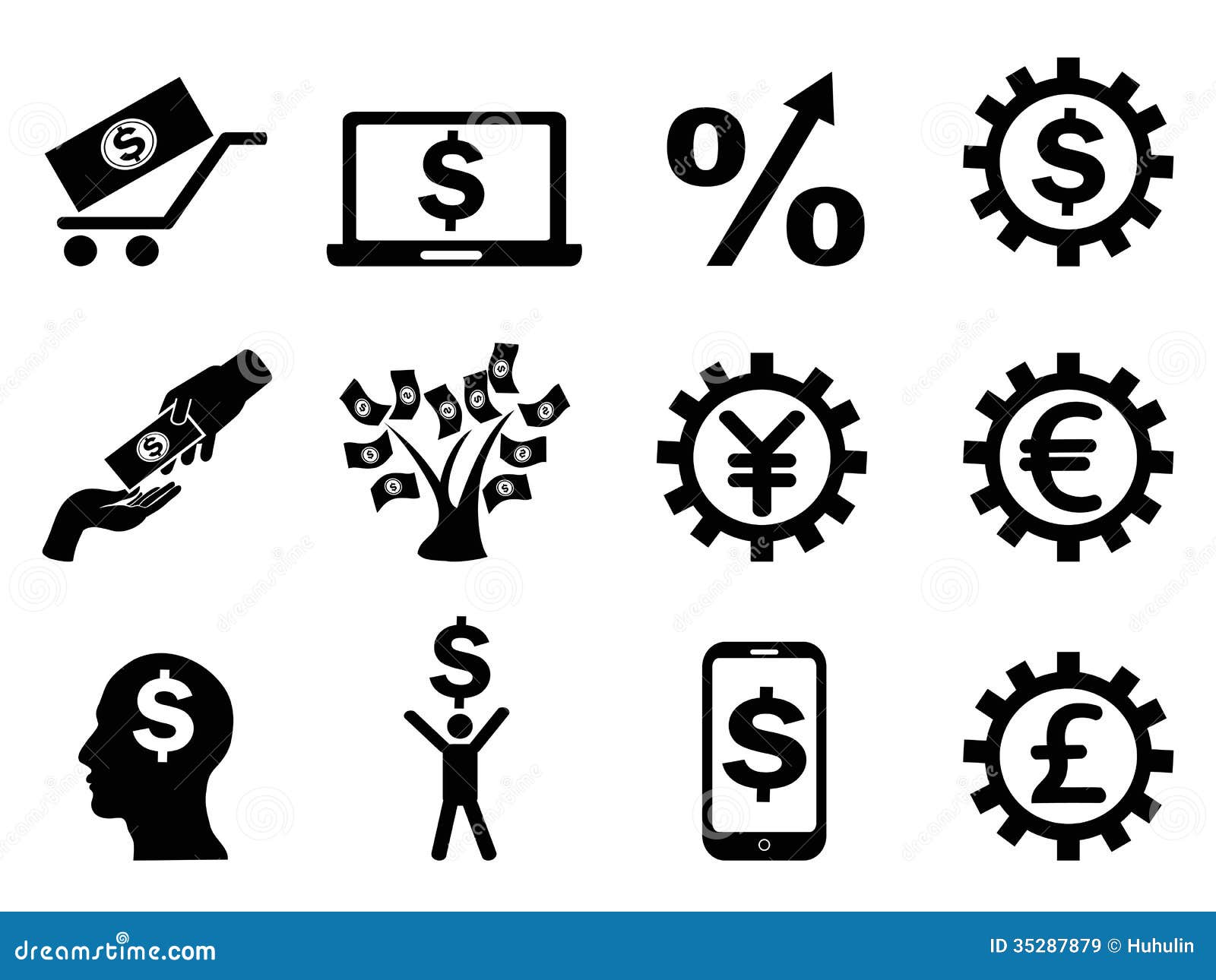 Making money icons set stock vector. Illustration of japan - 35287879
