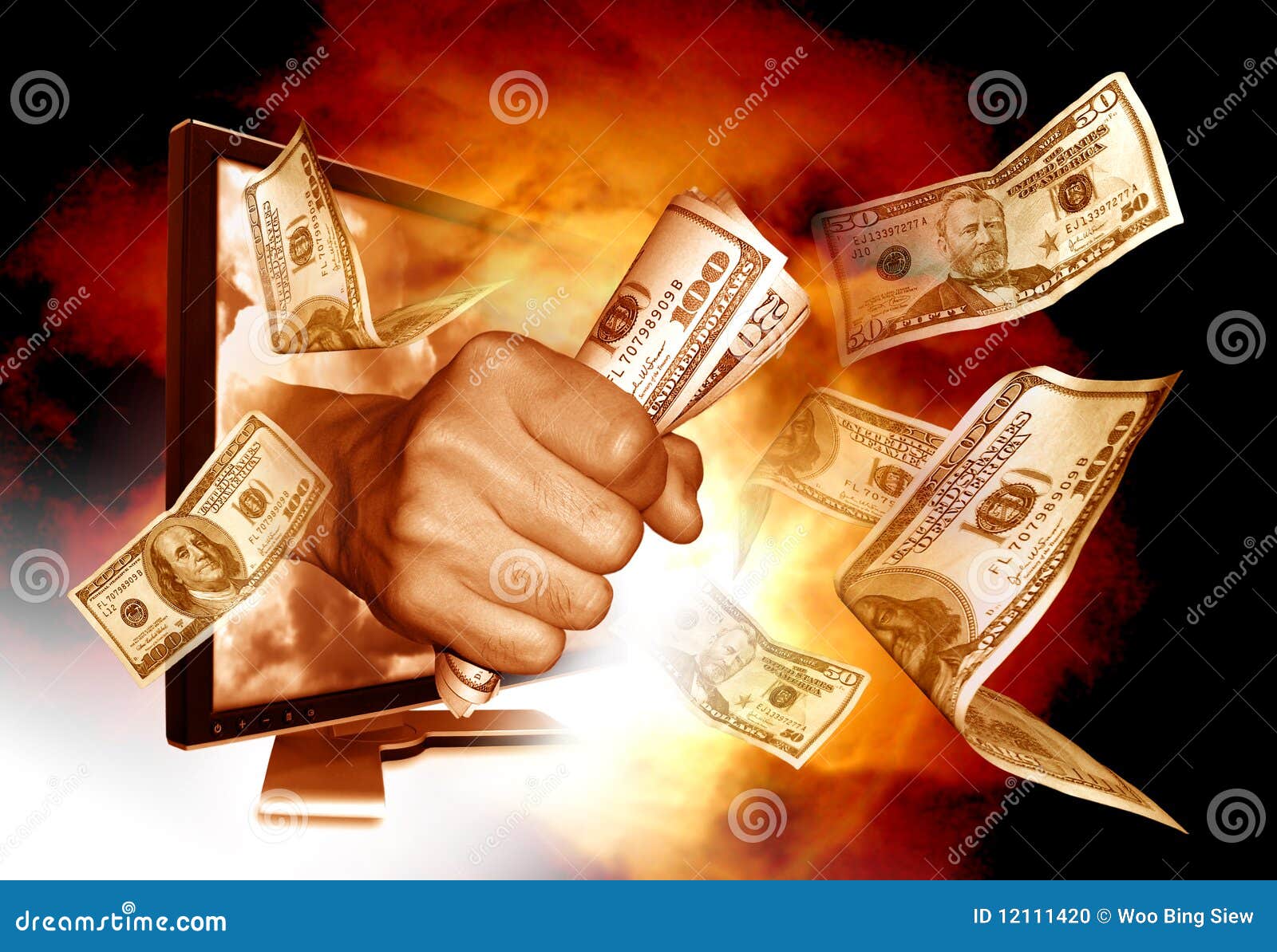 Making money from Internet stock illustration. Illustration of cash ...