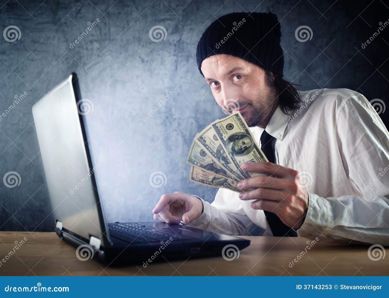 Making Money Online, Businessman with Laptop Computer Stock Image ...