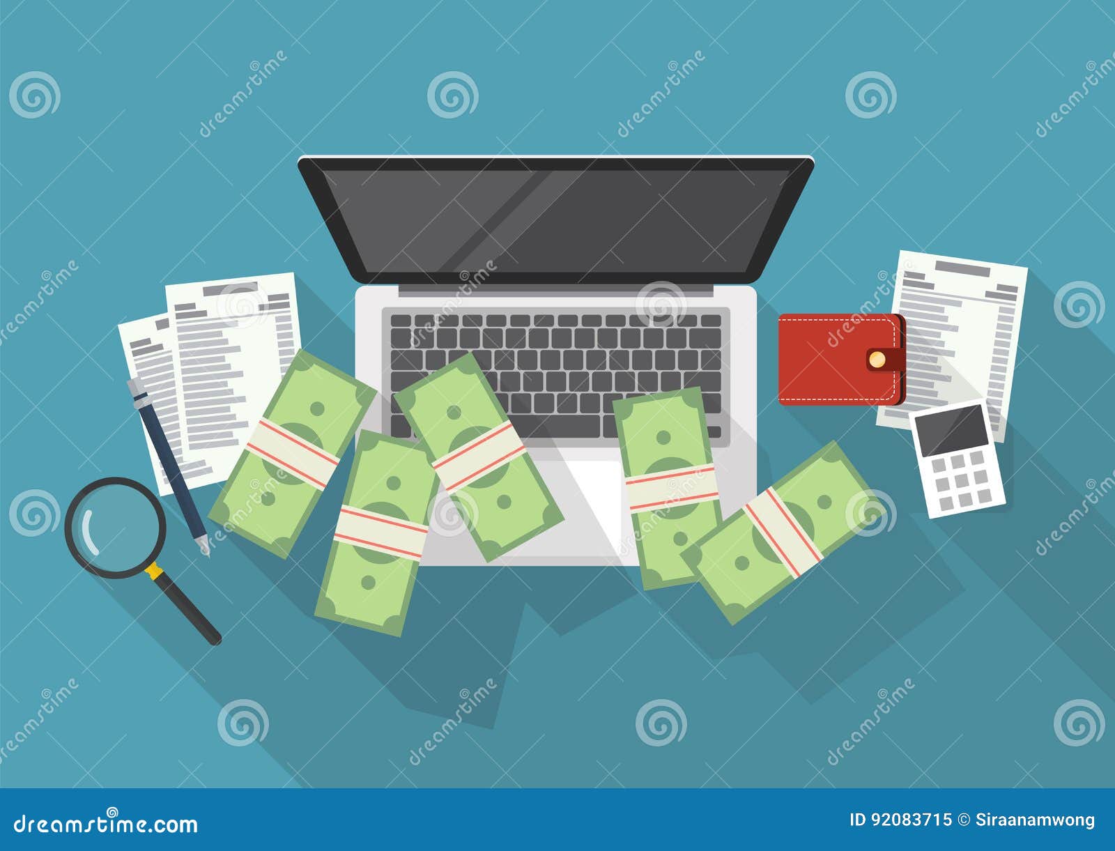 Making Money Online and Cost Control Concept Stock Vector ...