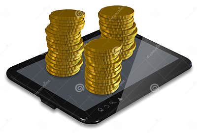 Making money PC tablet stock illustration. Illustration of device ...