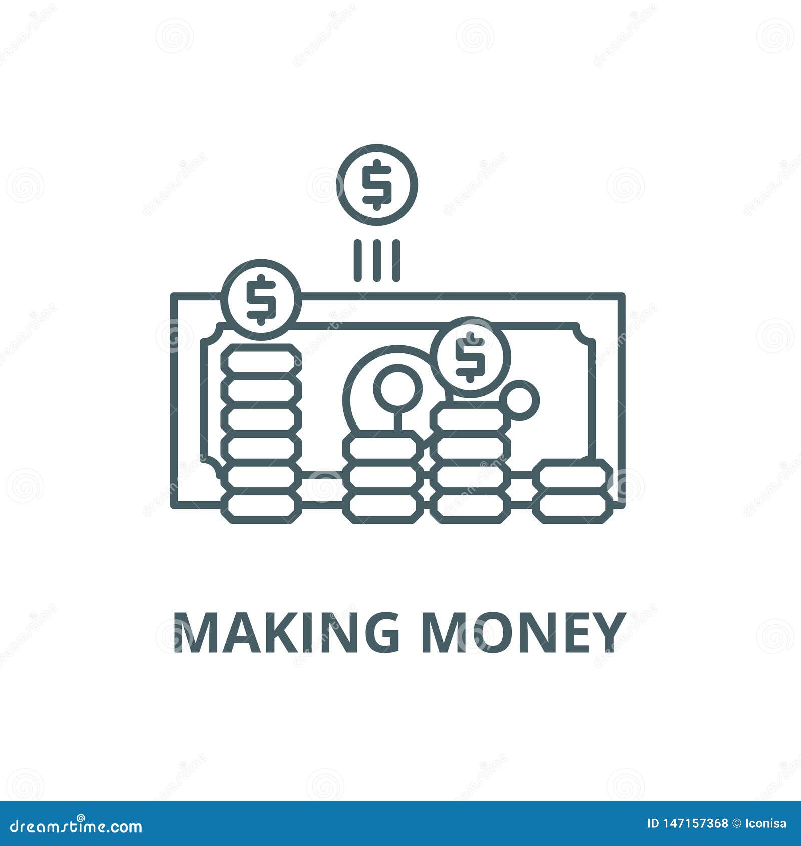 Making Money Vector Line Icon, Linear Concept, Outline Sign, Symbol ...