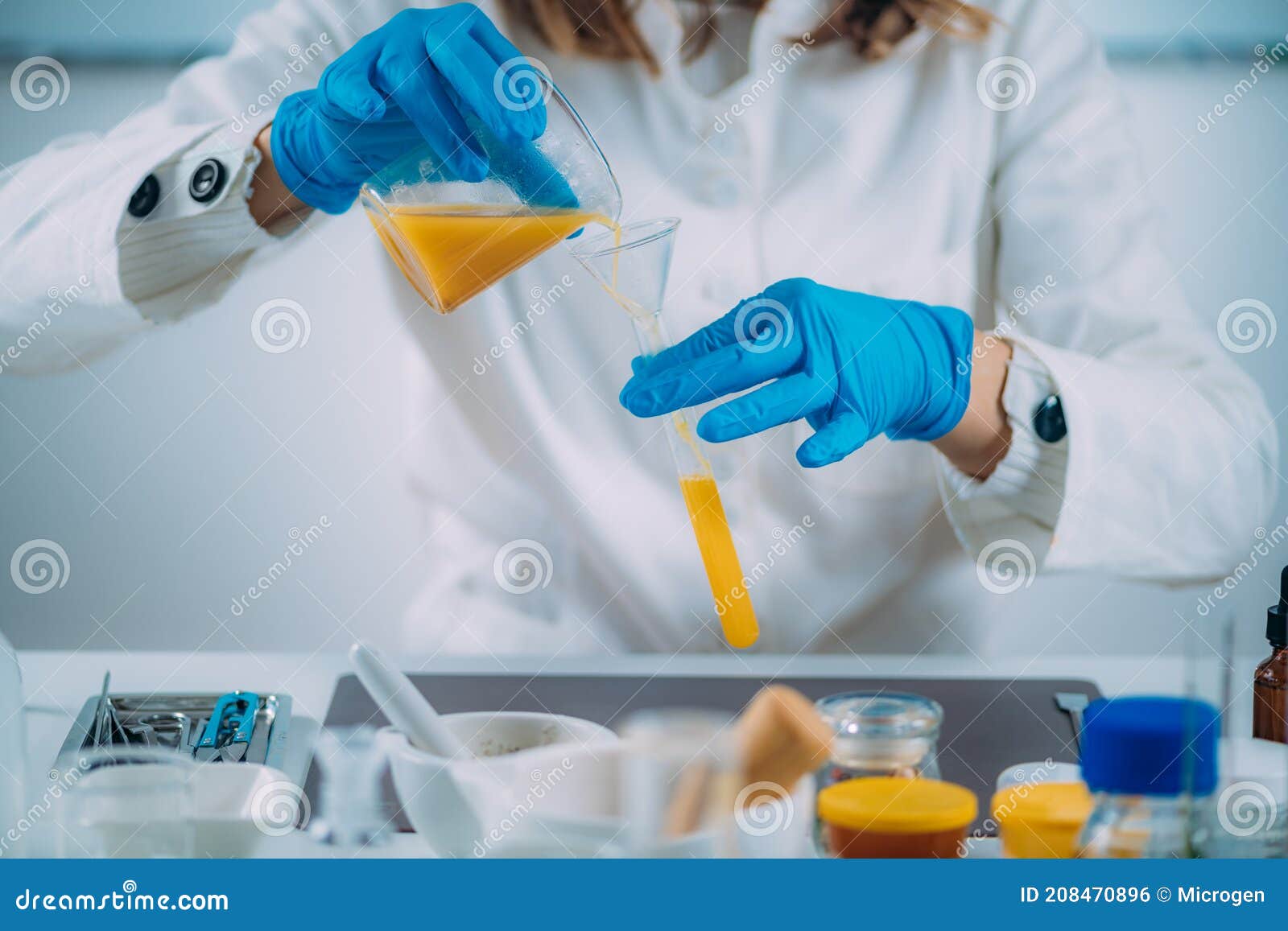 Making Natural Cosmetic Creams in Lab Stock Photo - Image of pouring ...
