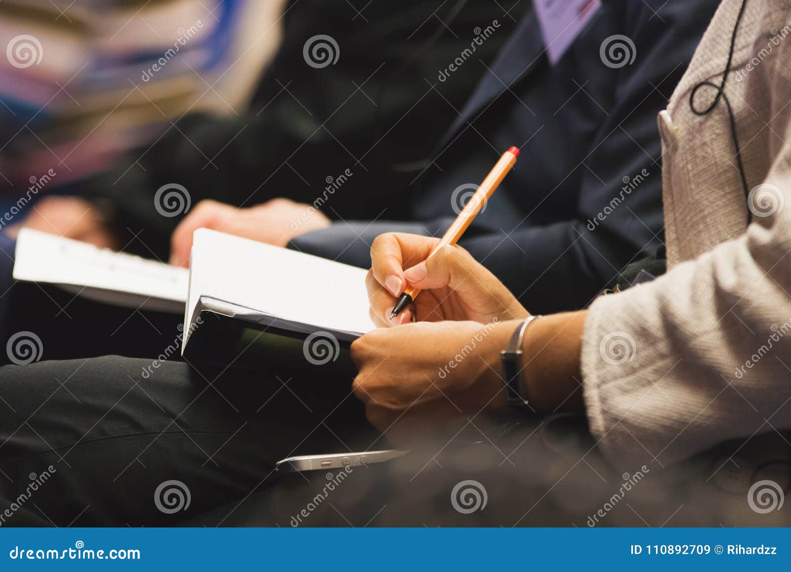 Making Notes at the Conference Stock Image - Image of note, writing ...