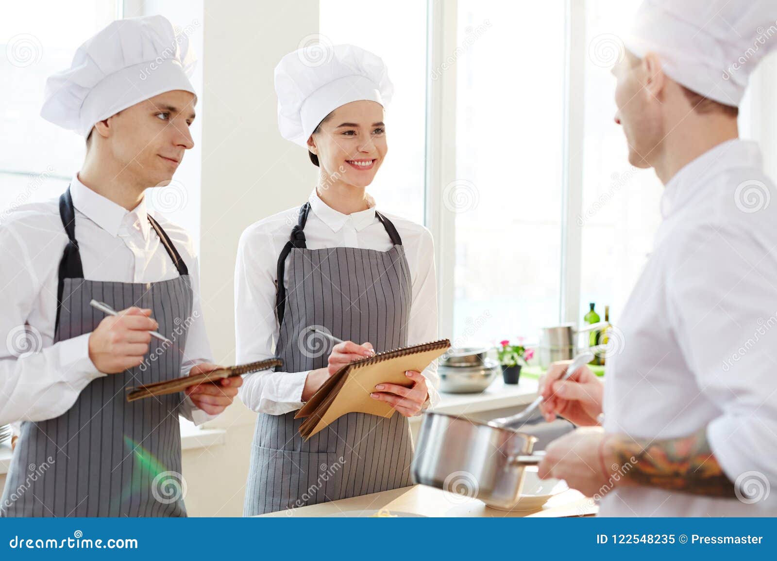Making Notes at Pasta-making Cooking Class Stock Image - Image of young ...