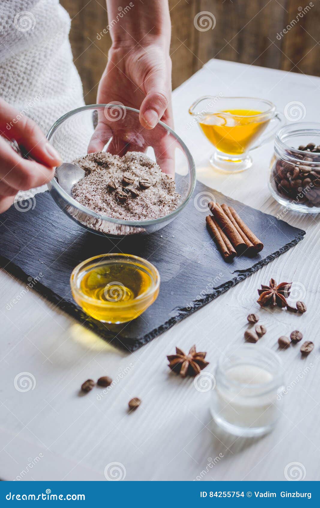 Making Organic Scrub Handmade at Home with Hands Stock Photo - Image of ...