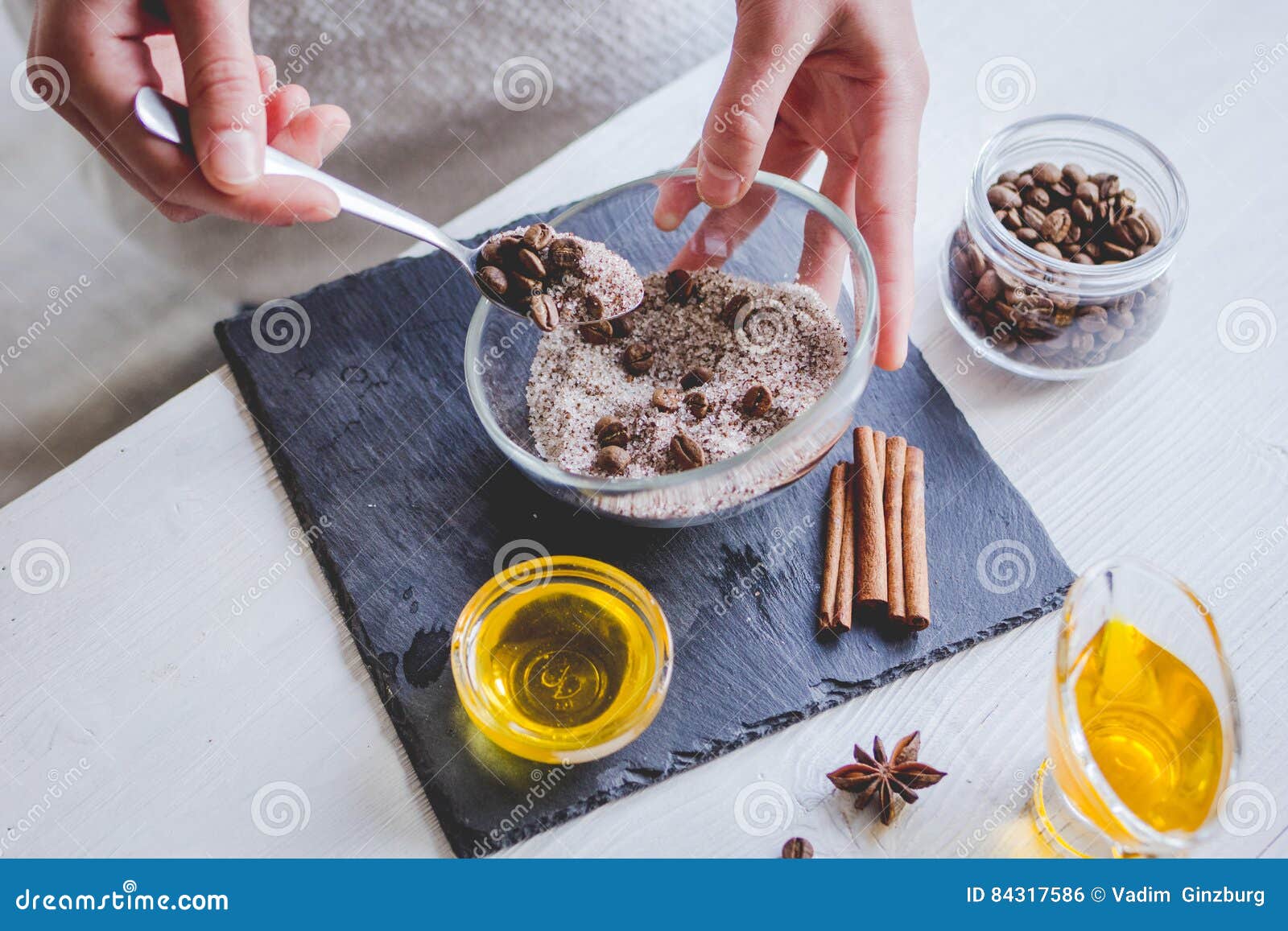Making Organic Scrub Handmade at Home with Hands Stock Photo - Image of ...