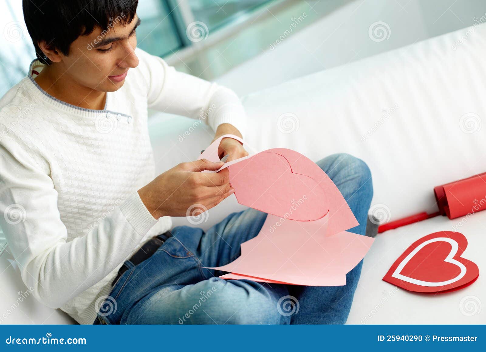 Making paper heart stock photo. Image of people, artwork - 25940290