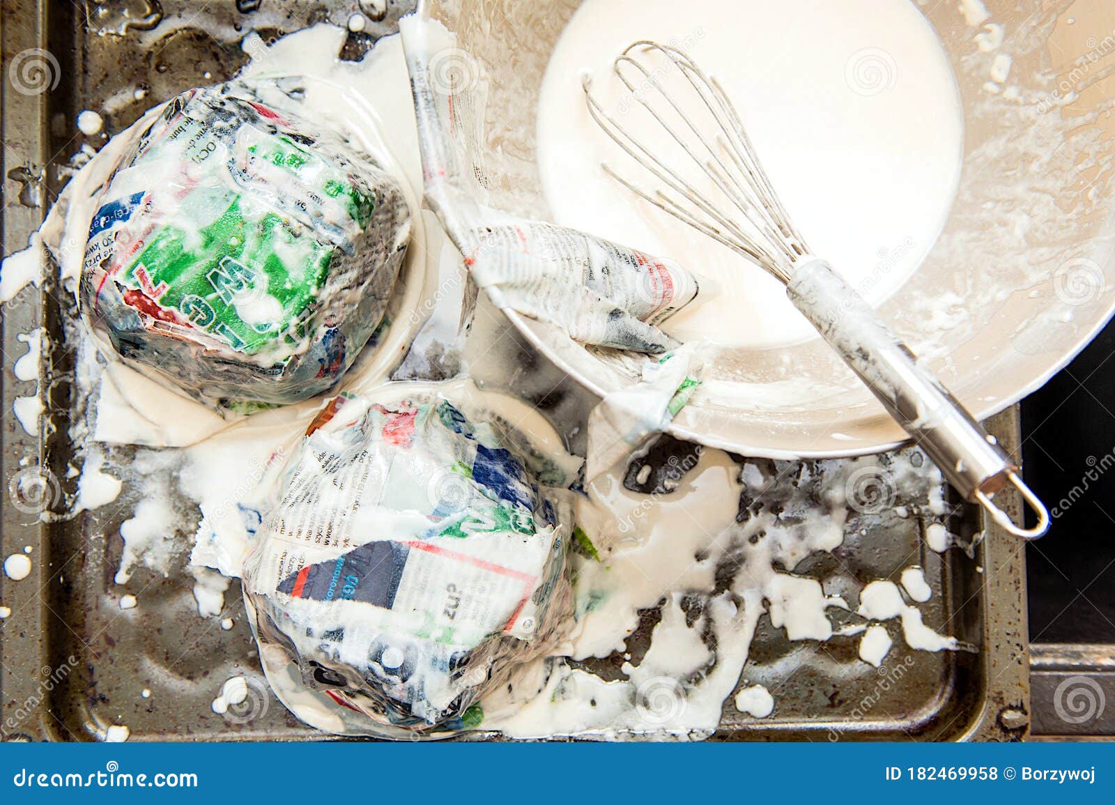 Making paper mache stock photo. Image of recycle, papier - 182469958